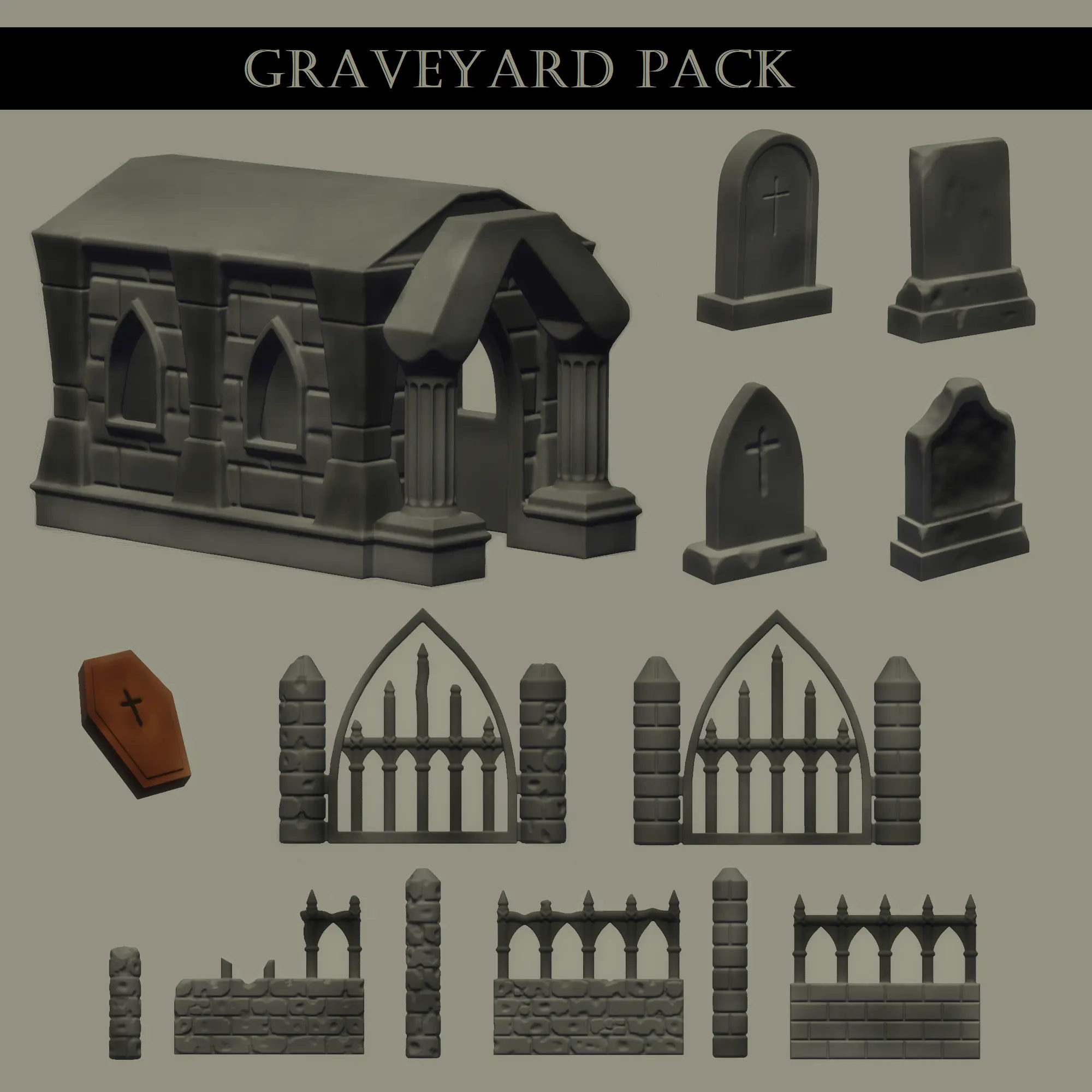 Other STL Download - Graveyard pack - Supportlessby ForTheGoldenEgg