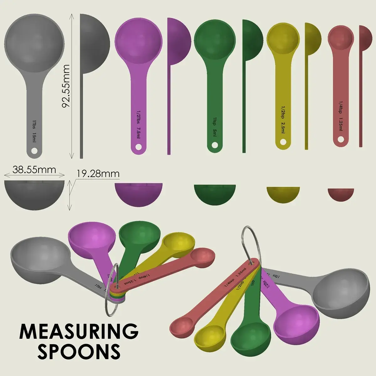 Home Appliance Accessories STL Download - Measuring Spoonsby Furqan03
