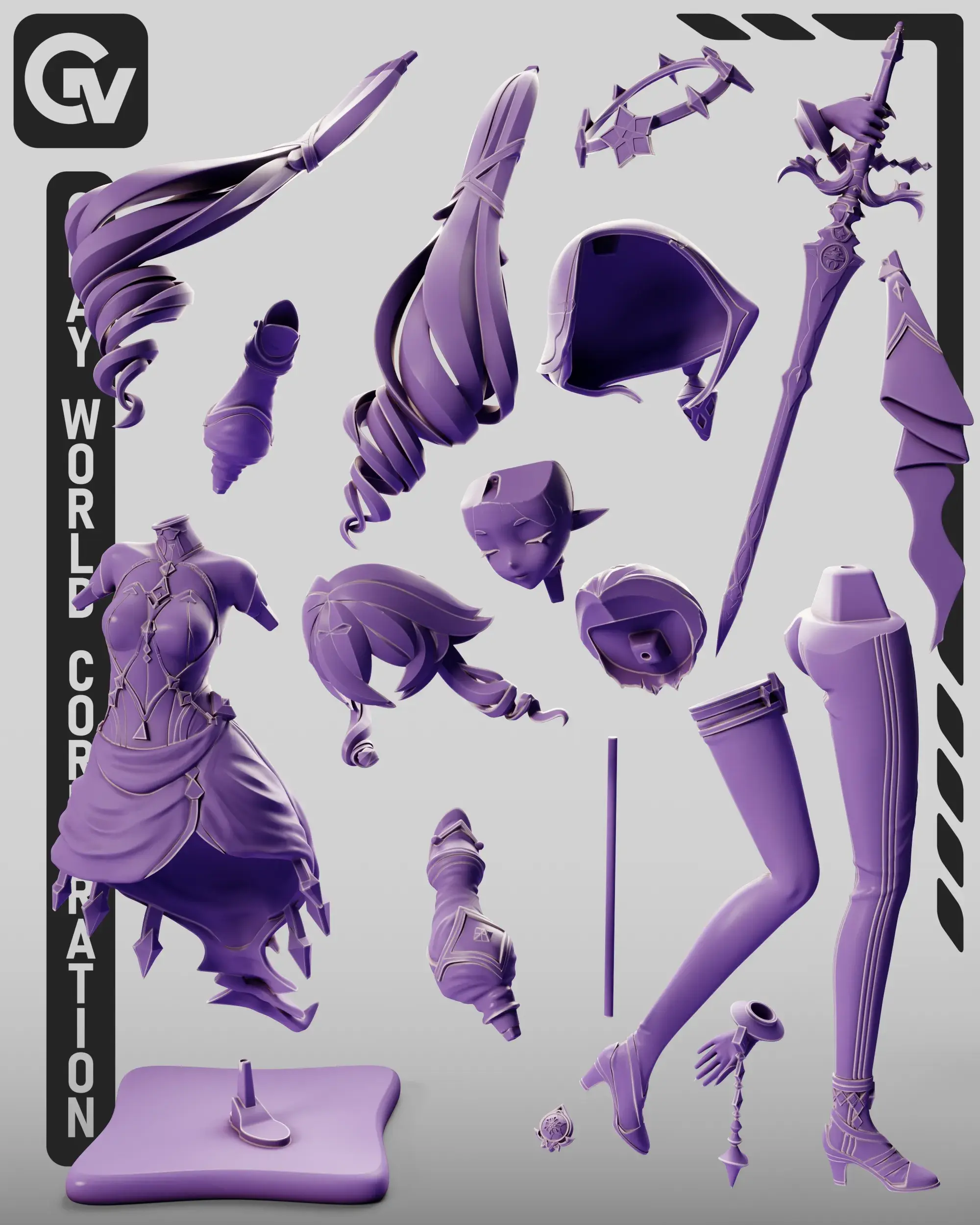 Characters & Creatures STL Download - Layla 3 | Genshin Impactby Gray ...