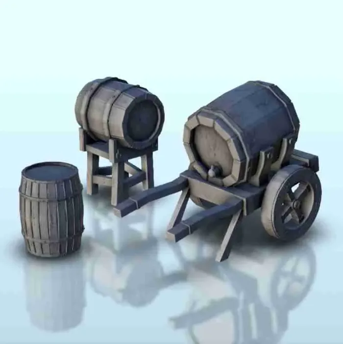 Other STL Download - Set of medieval barrels (1) - scenery medieval ...