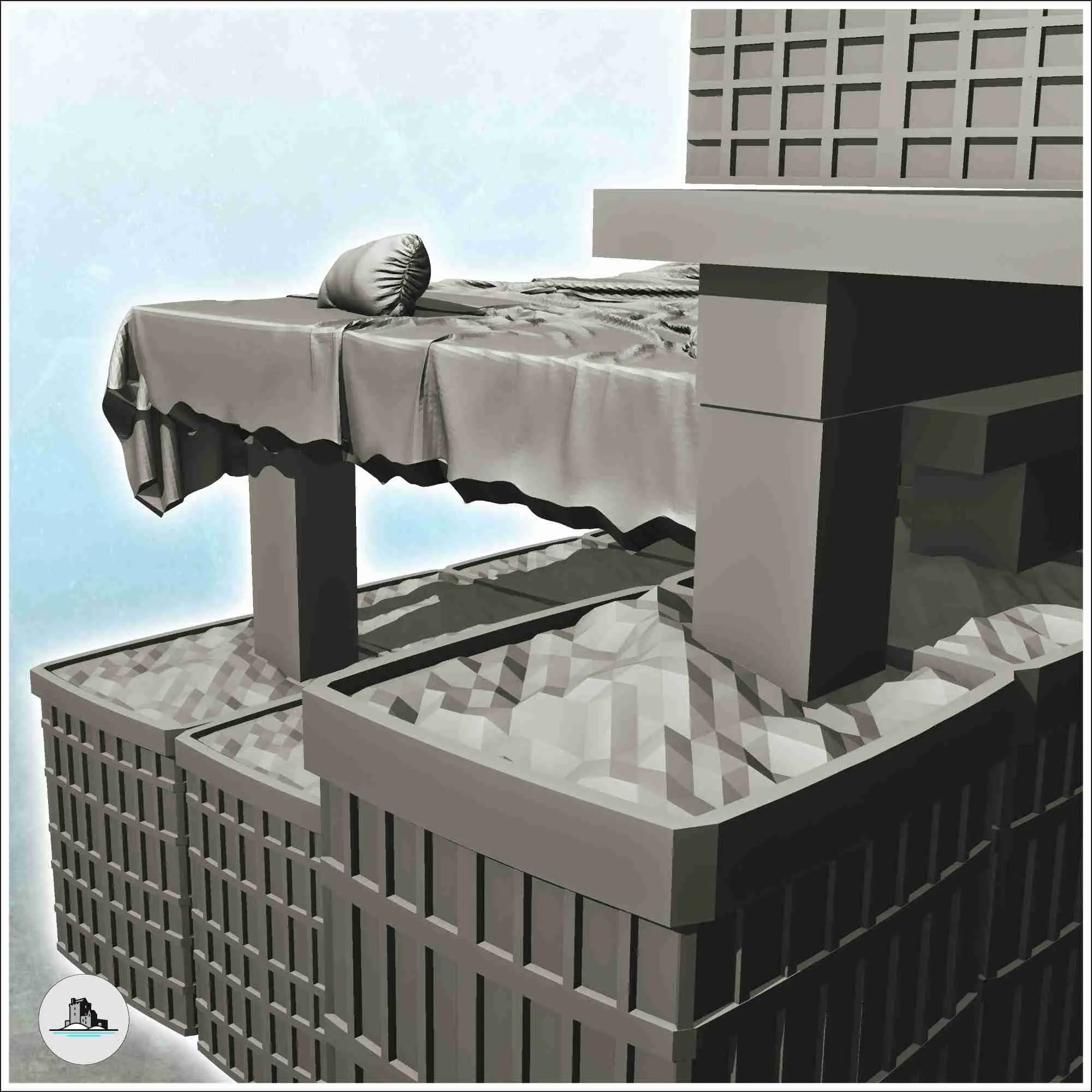 Props & Terrain STL Download - Fortified shooting range with roof and ...