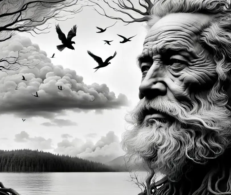 Free Digital Art STL Download - Old man & Lake sceneby Andrew Bee