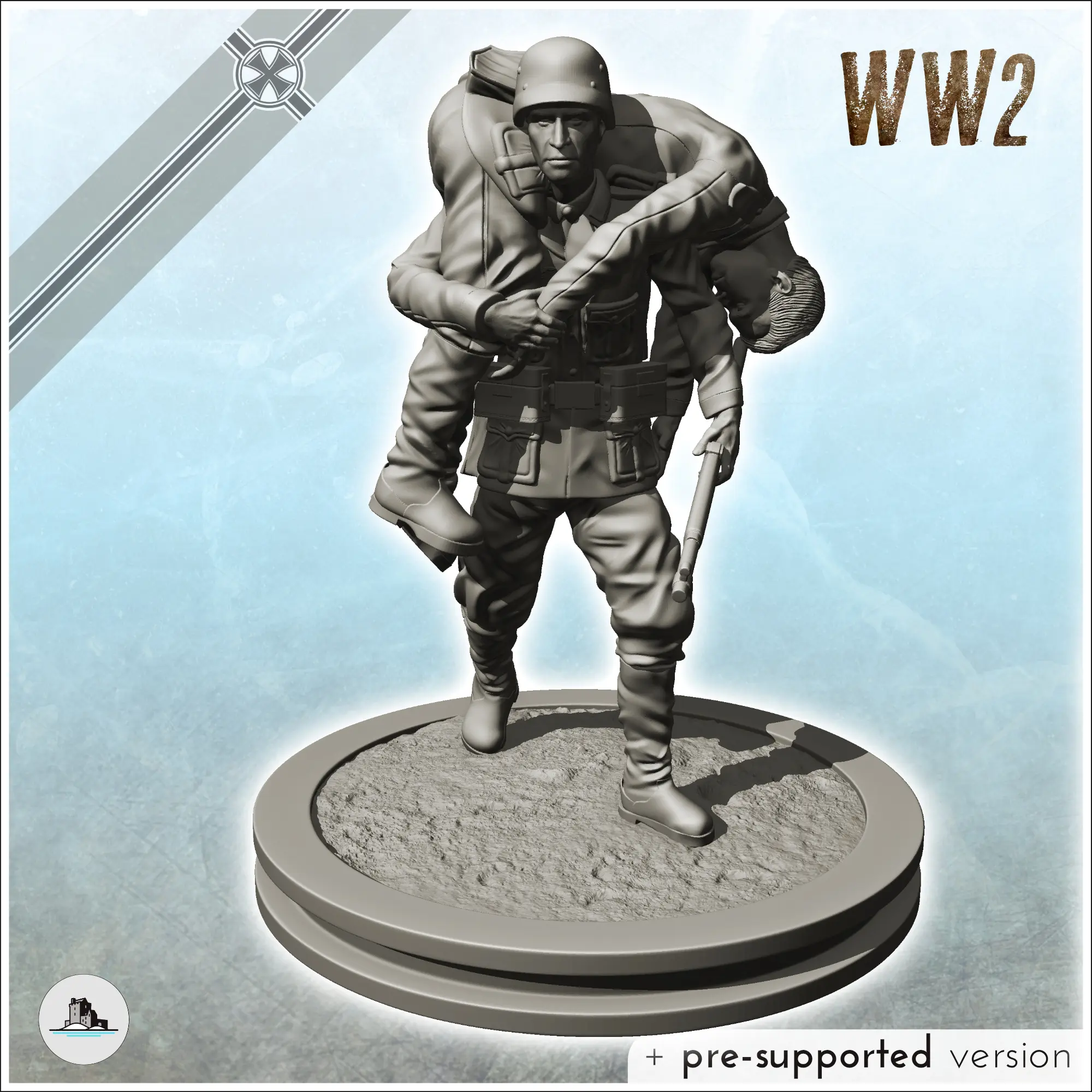Other STL Download - German soldier with rifle carrying wounded man (14 ...
