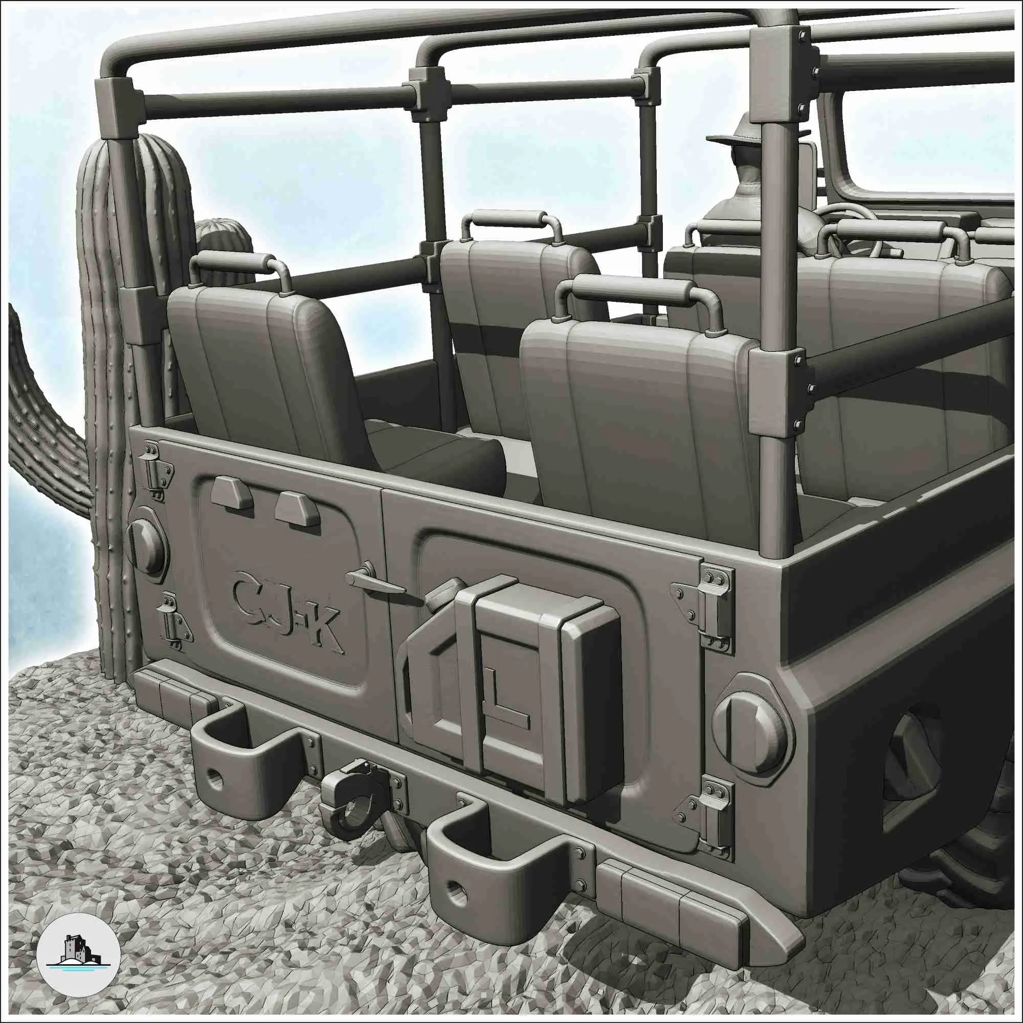 Other STL Download - Sandy jeep with driver in desert scene with base ...