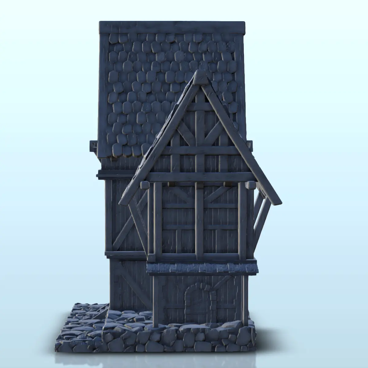 Large multi-storey medieval house with terraces and canopy ( | 3D ...