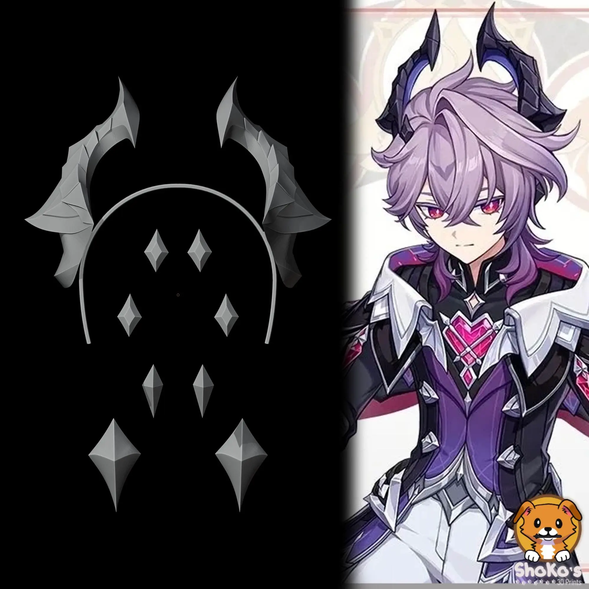 Cosplay STL Download - Durin - Horns - Genshin Impact Cosplay Prop ...