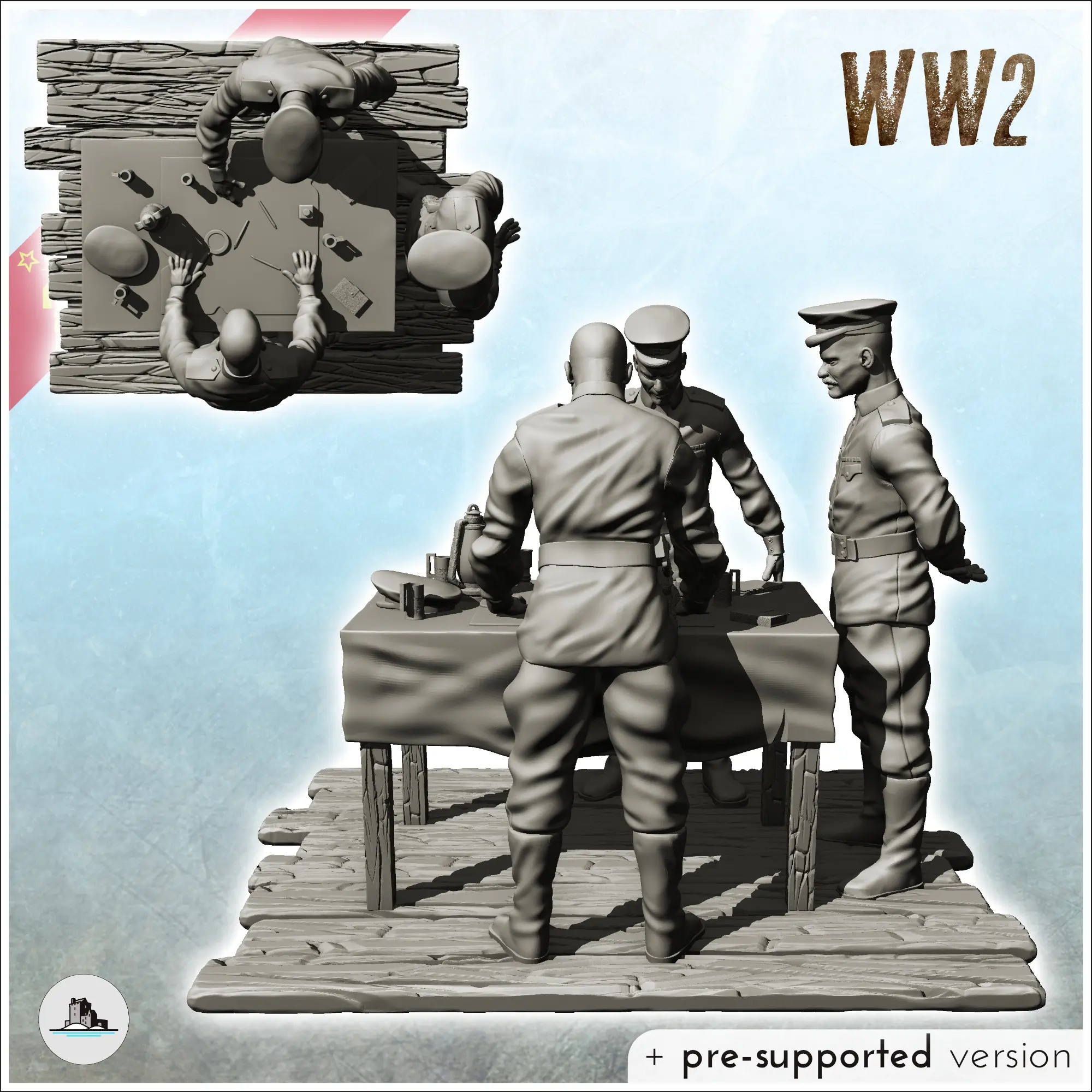 Other STL Download - Meeting of Soviet generals around a wooden table ...