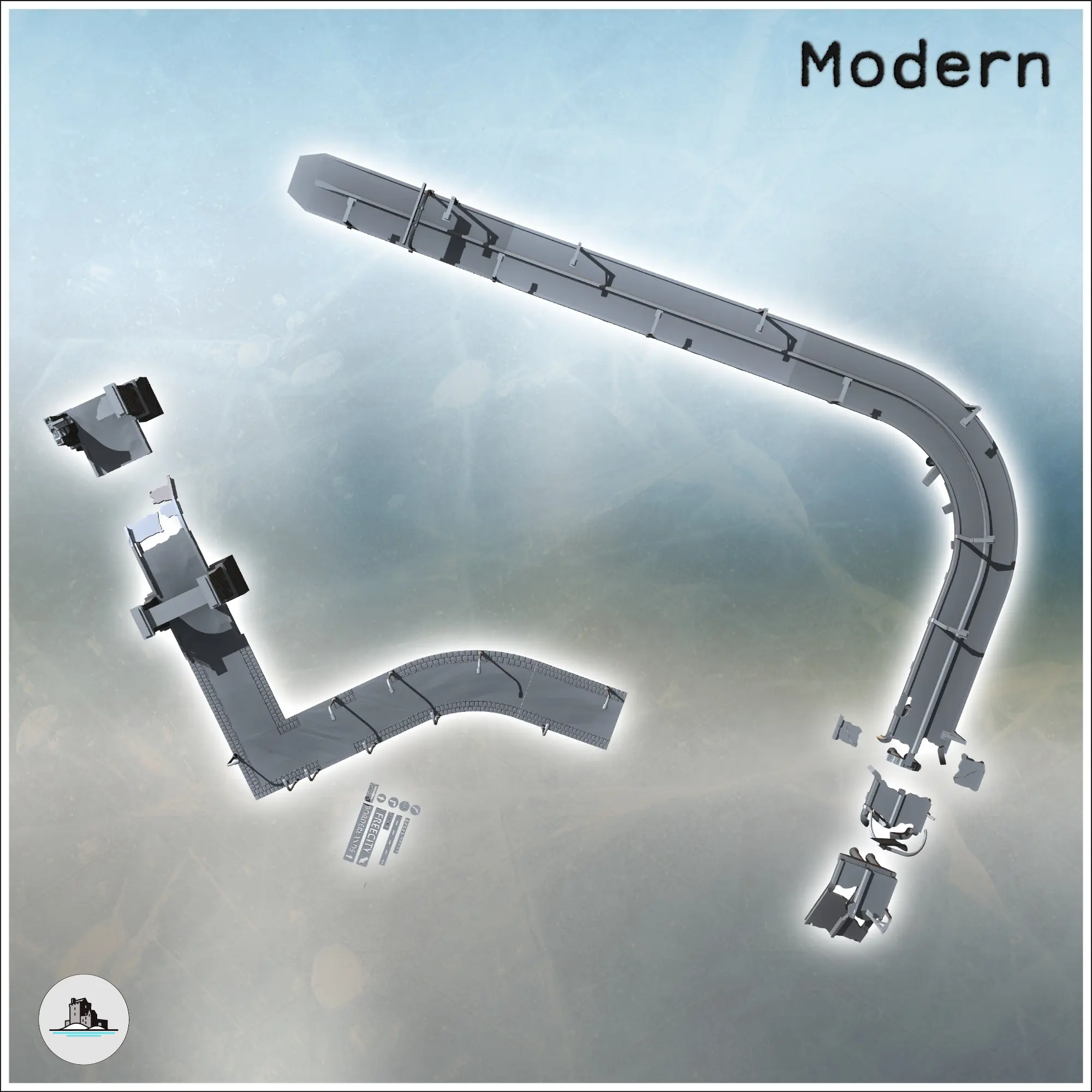 Other STL Download - Urban Modern Highway Set with Street Light and ...