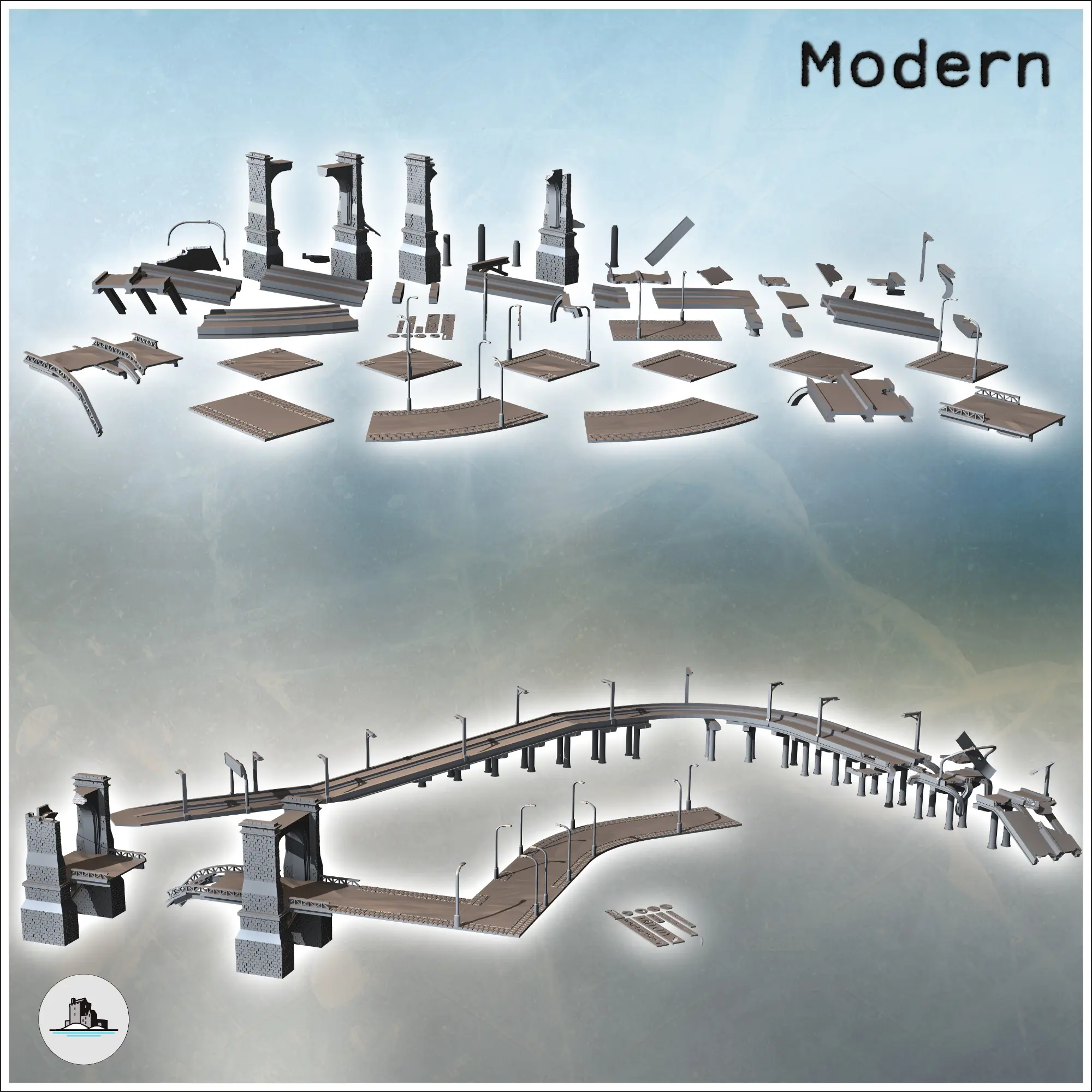 Other STL Download - Urban Modern Highway Set with Street Light and ...