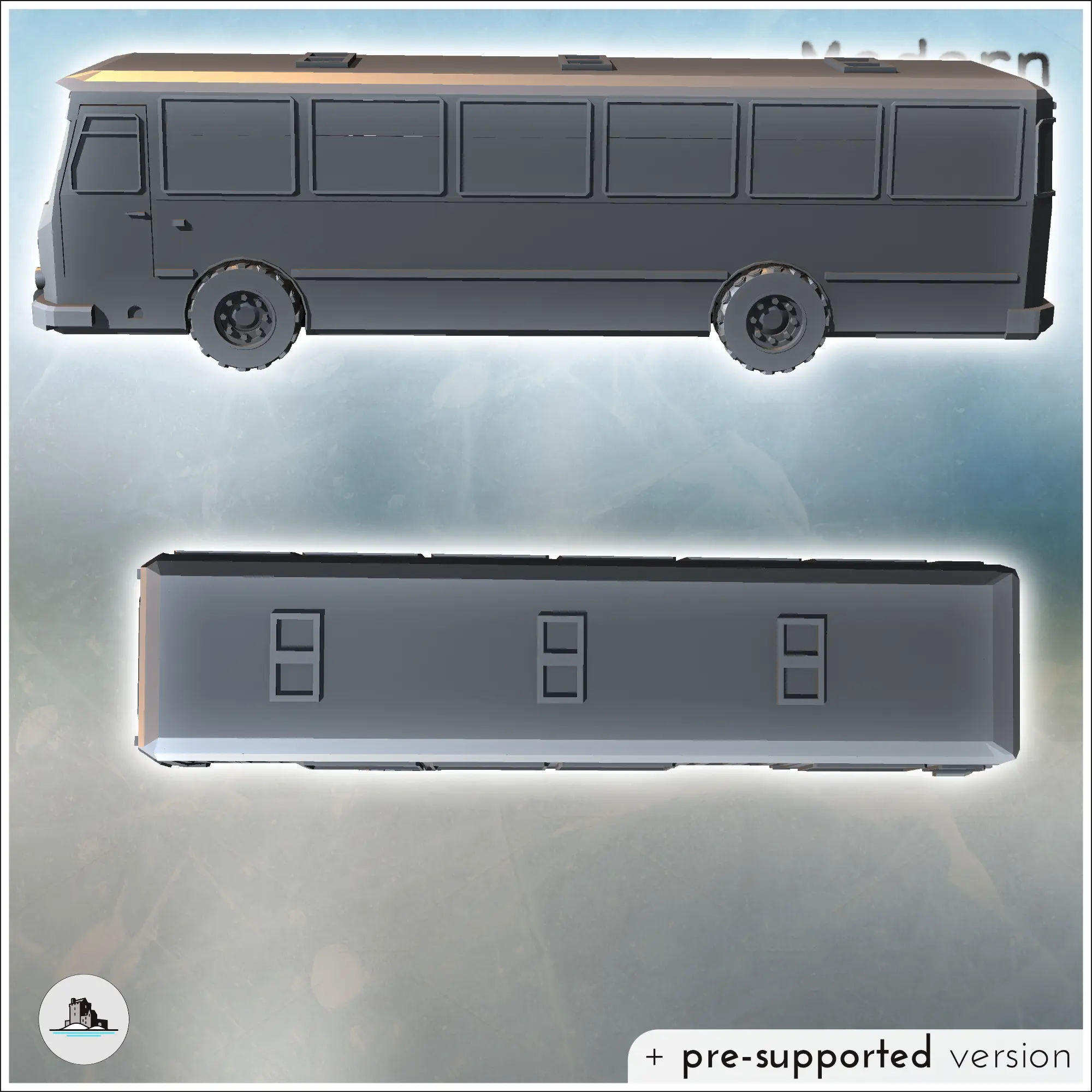 Modern city bus with four wheels and double side doors (4) - | 3D ...
