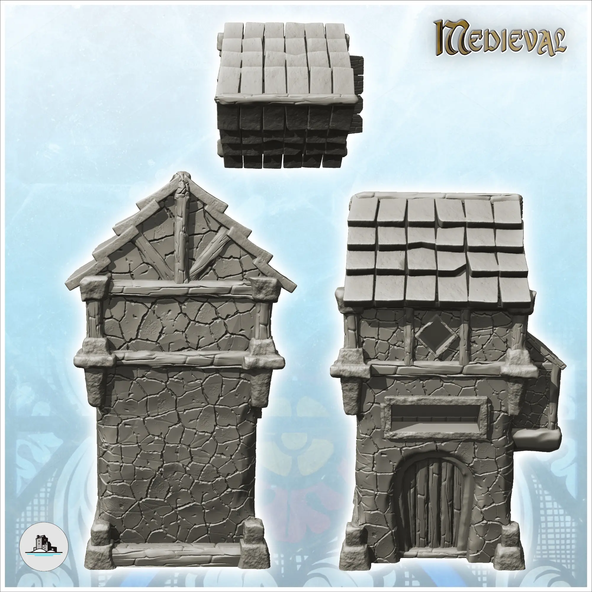 Tower with dried mud walls and side oriel (10) - miniatures | 3D models ...