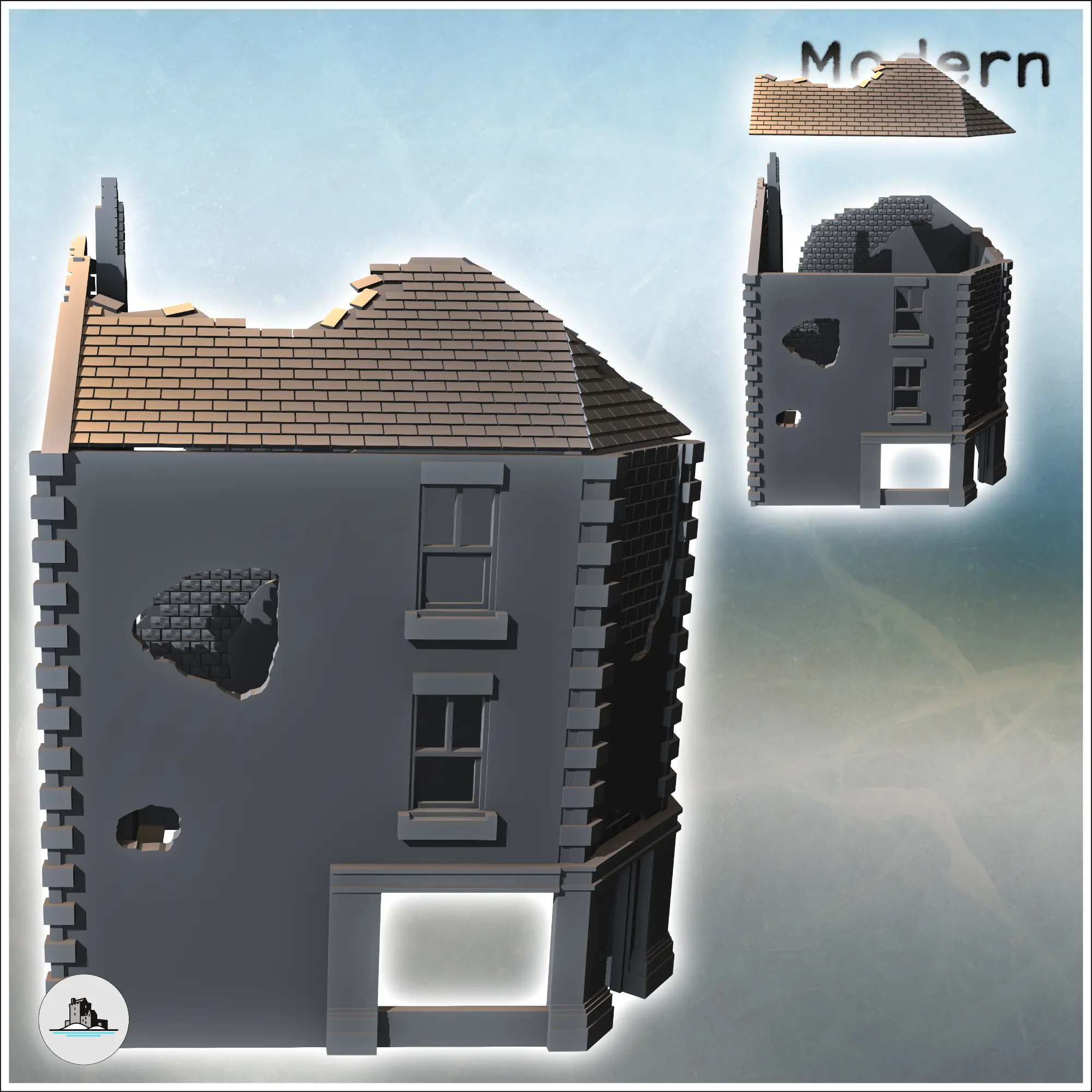 Other STL Download - Corner ruin building with three-sided roofby ...