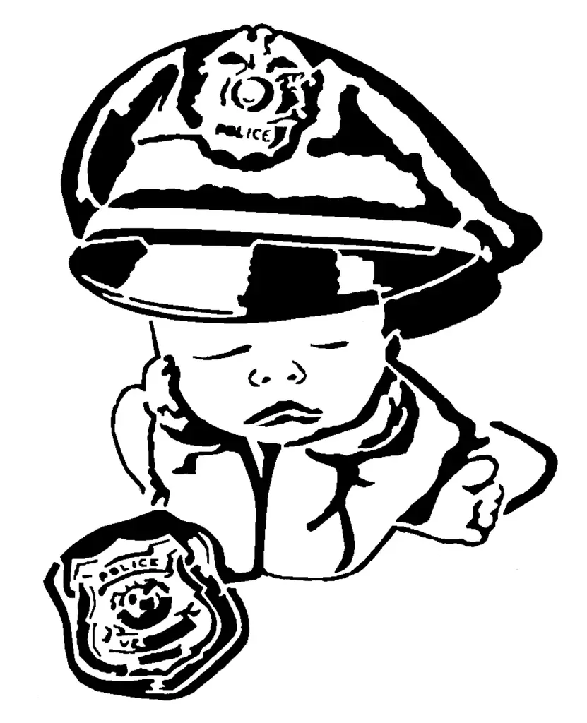 Free Digital Art STL Download - Baby Cop stencilby SMT_M 🦊