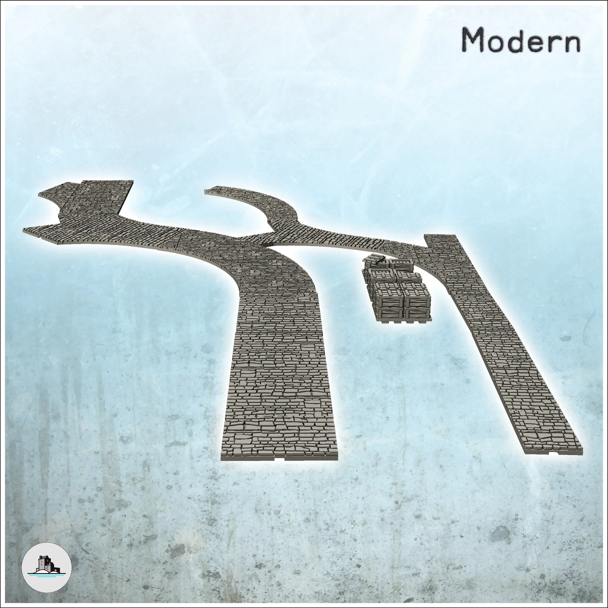 Other STL Download - Modular set of stone roads with barrels and crates ...