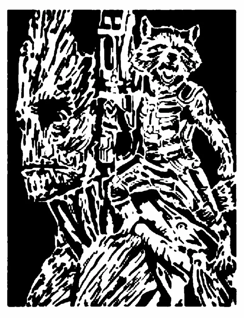 Free Characters & Creatures STL Download - Rocket and Groot stencilby ...