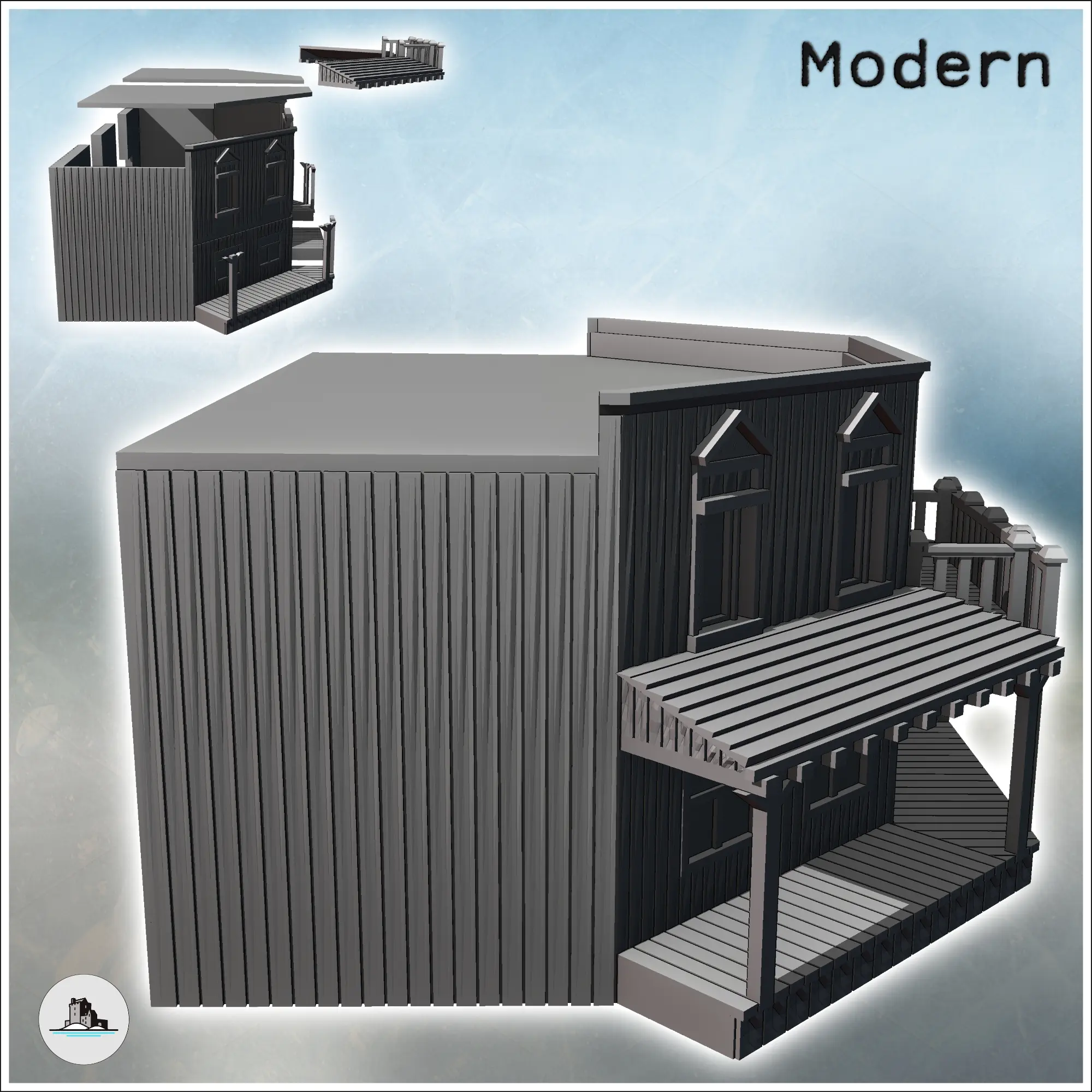 Other STL Download - Western corner building with terrace and covered ...