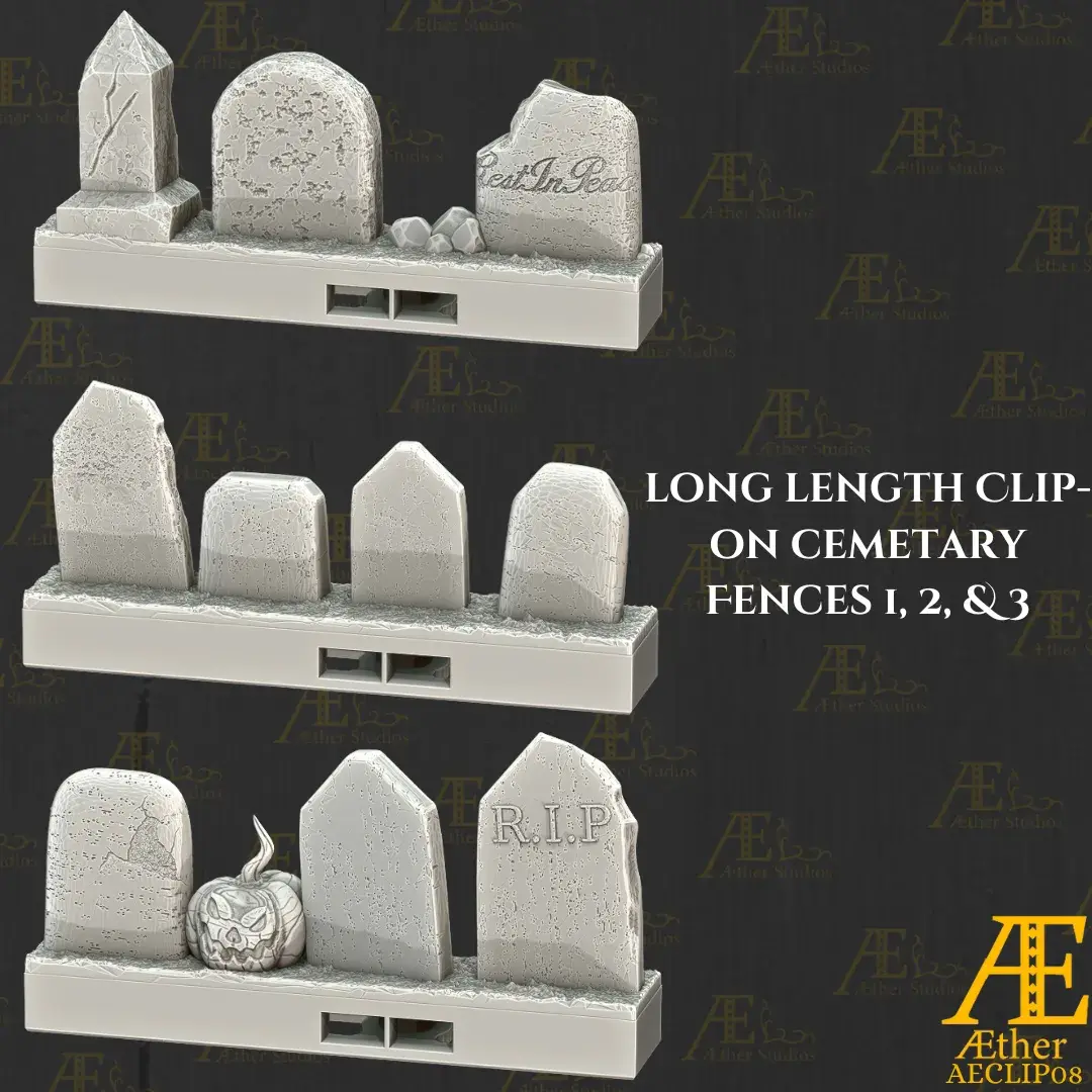 Props & Terrain STL Download - AECLIP08 – Clipon Cemetery Fencesby ...
