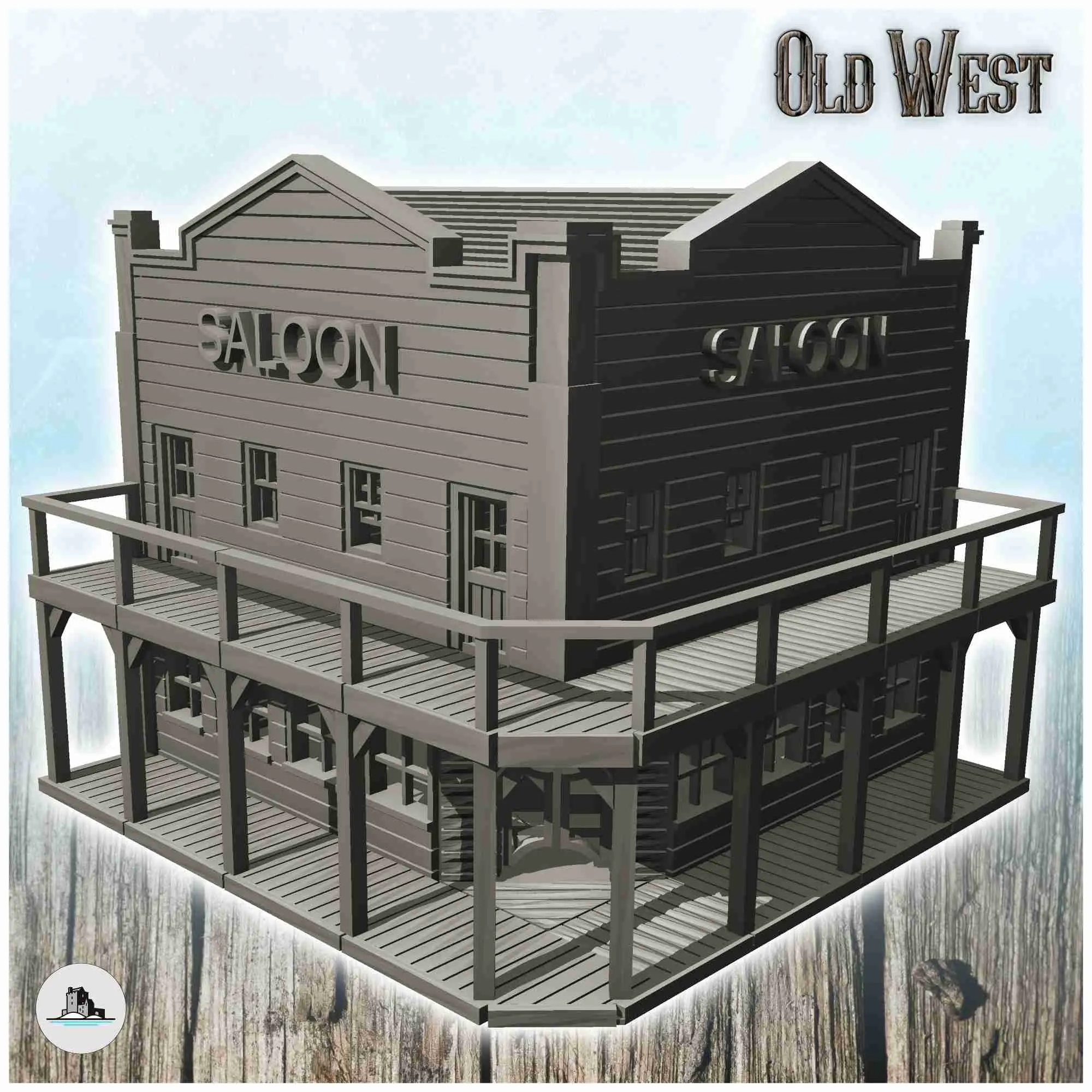 Other STL Download - Corner saloon building with wooden balcony (9 ...