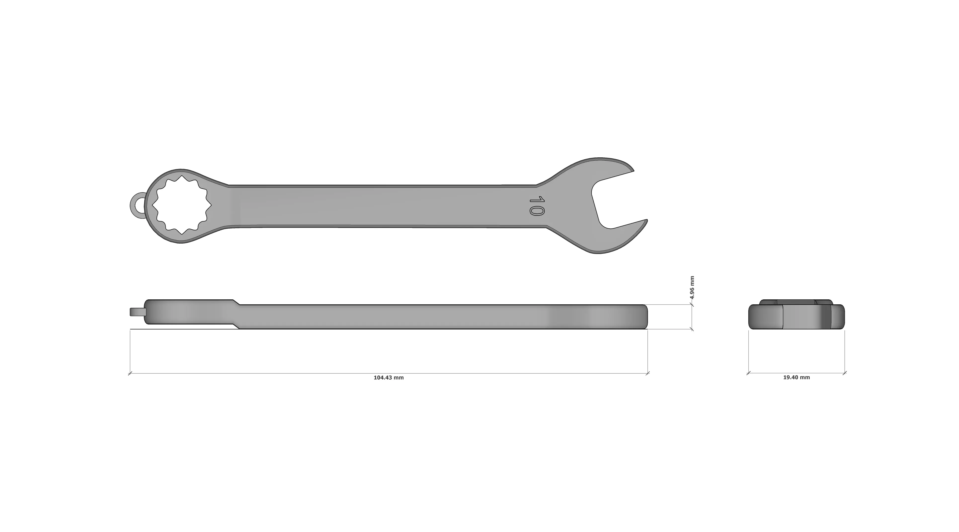 Tools & Spare Parts STL Download - 10mm Ring Spanner Key Ringby Design Tech