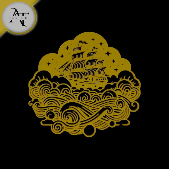 Home Decorations & Ornaments STL Download - Ship - Line Art - 2D Wall ...