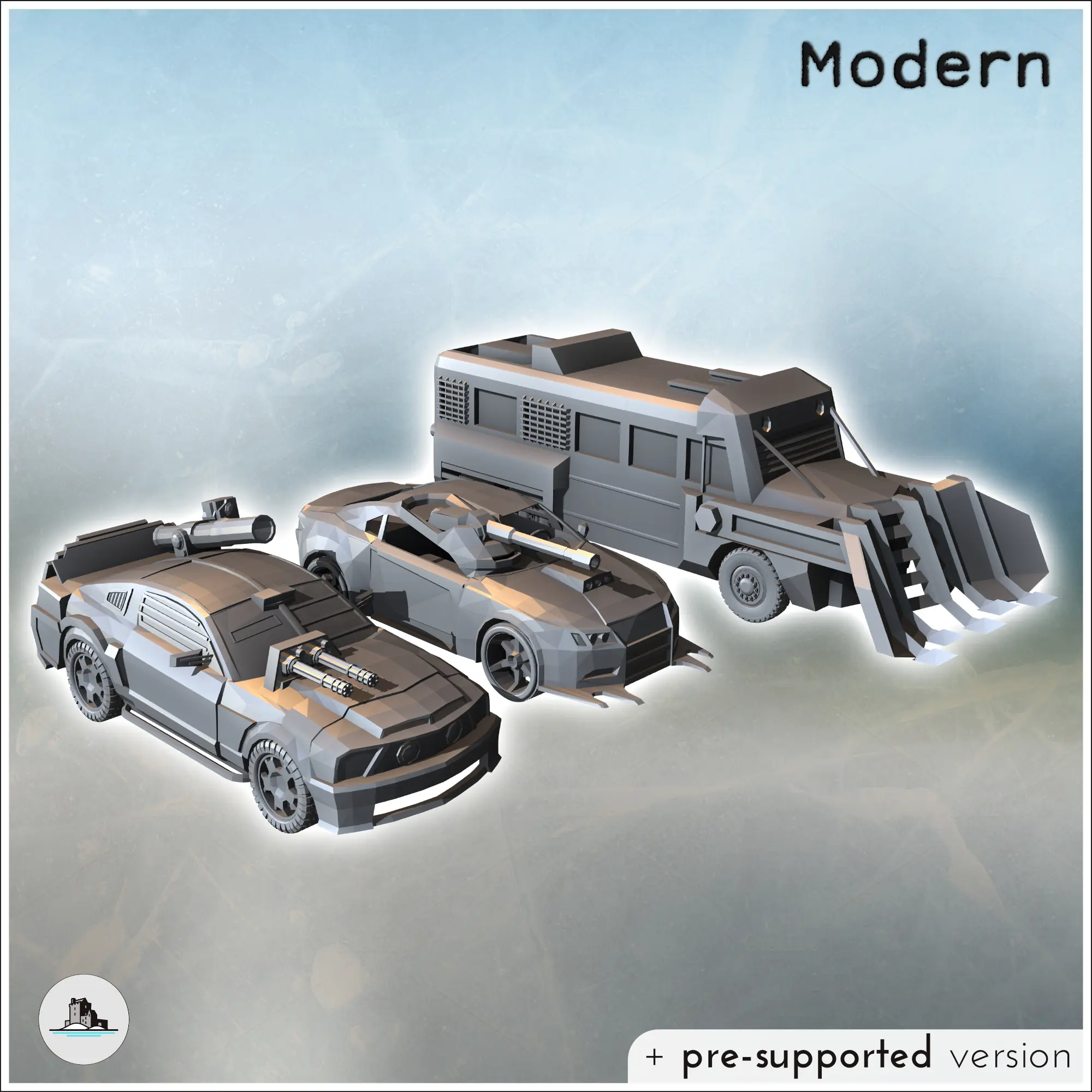 Set of three post-apocalyptic vehicles with improvised armam | 3D ...
