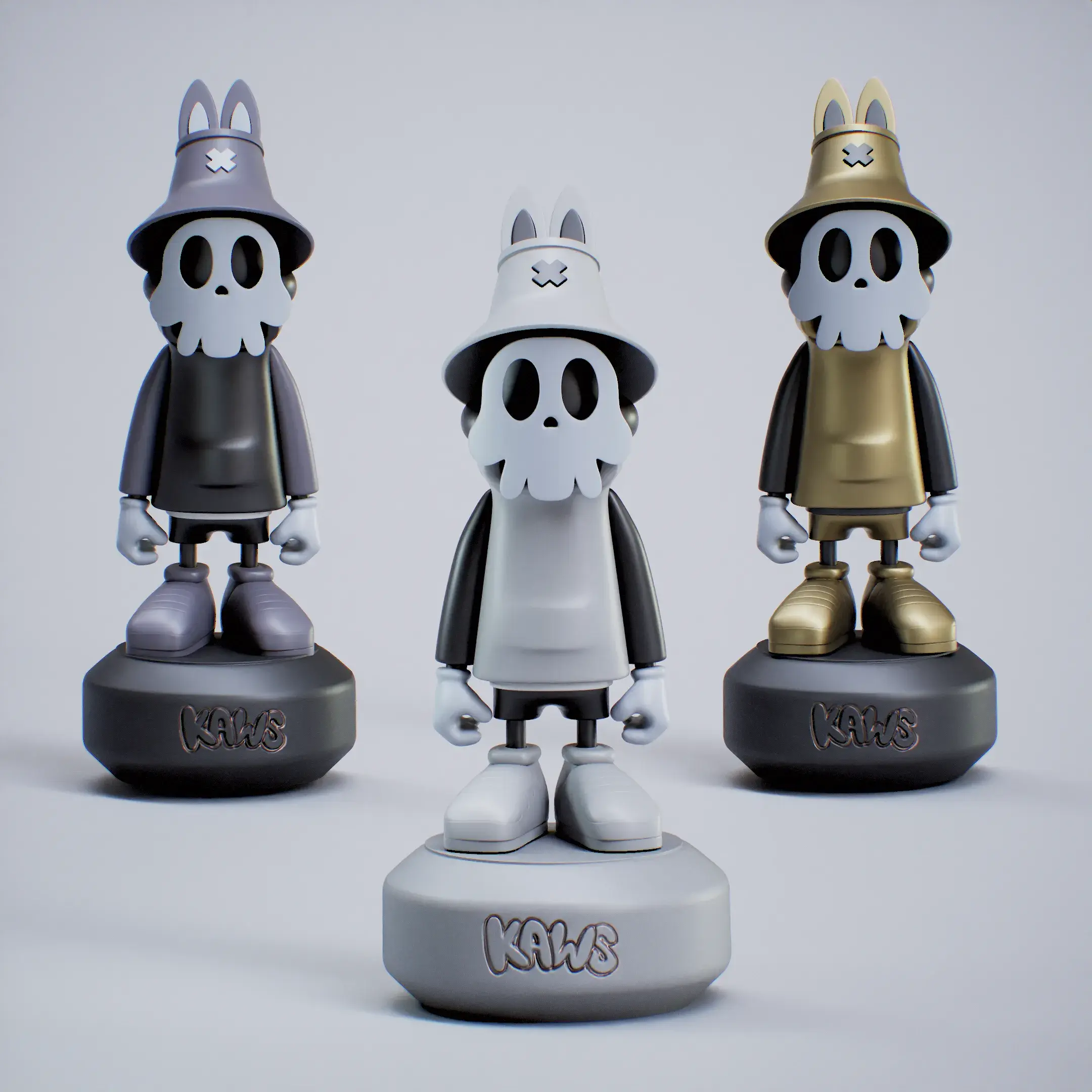 Sculptures & Artworks STL indir - Kaws Skeleton Calavera Design - Print ...