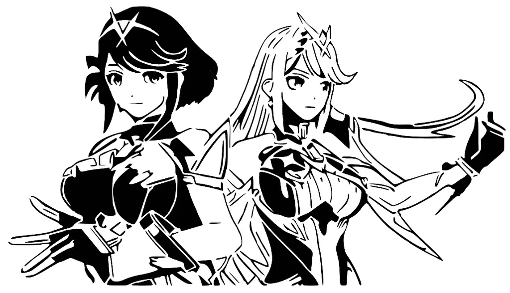 Kostenloser Digital Art STL Download - Mythra und Pyra Schablone-SMT_M 🦊