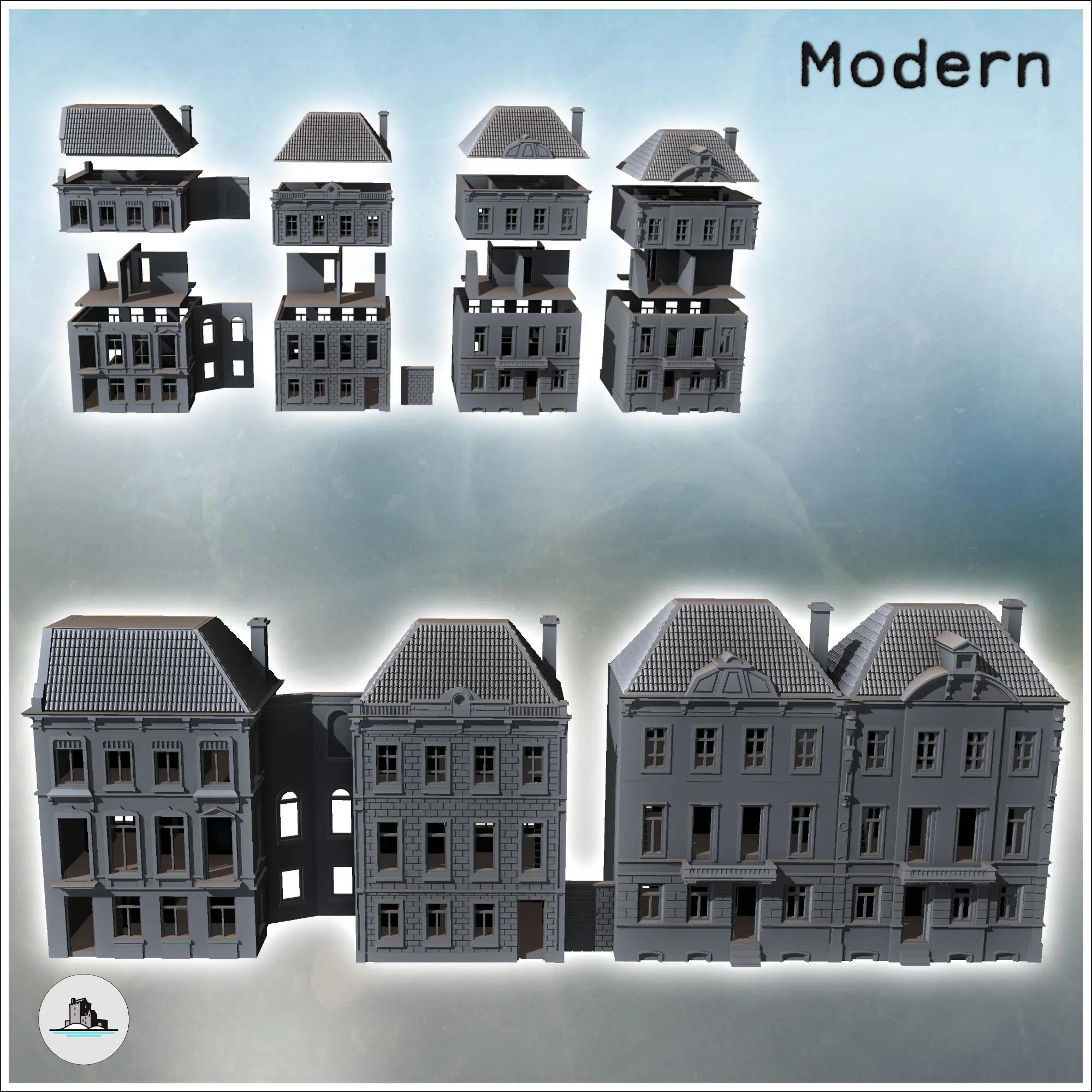 Props & Terrain STL Download - European House Set (Arnhem, Netherlands ...