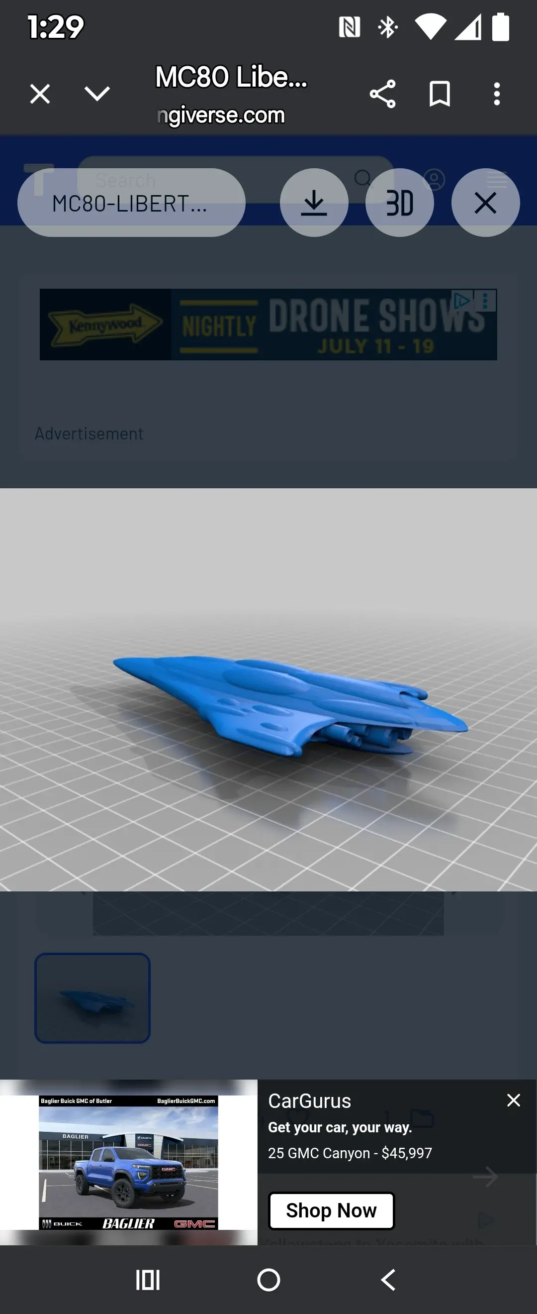 Free Game Props STL Download - mon cal start cruiser by Robert Cable