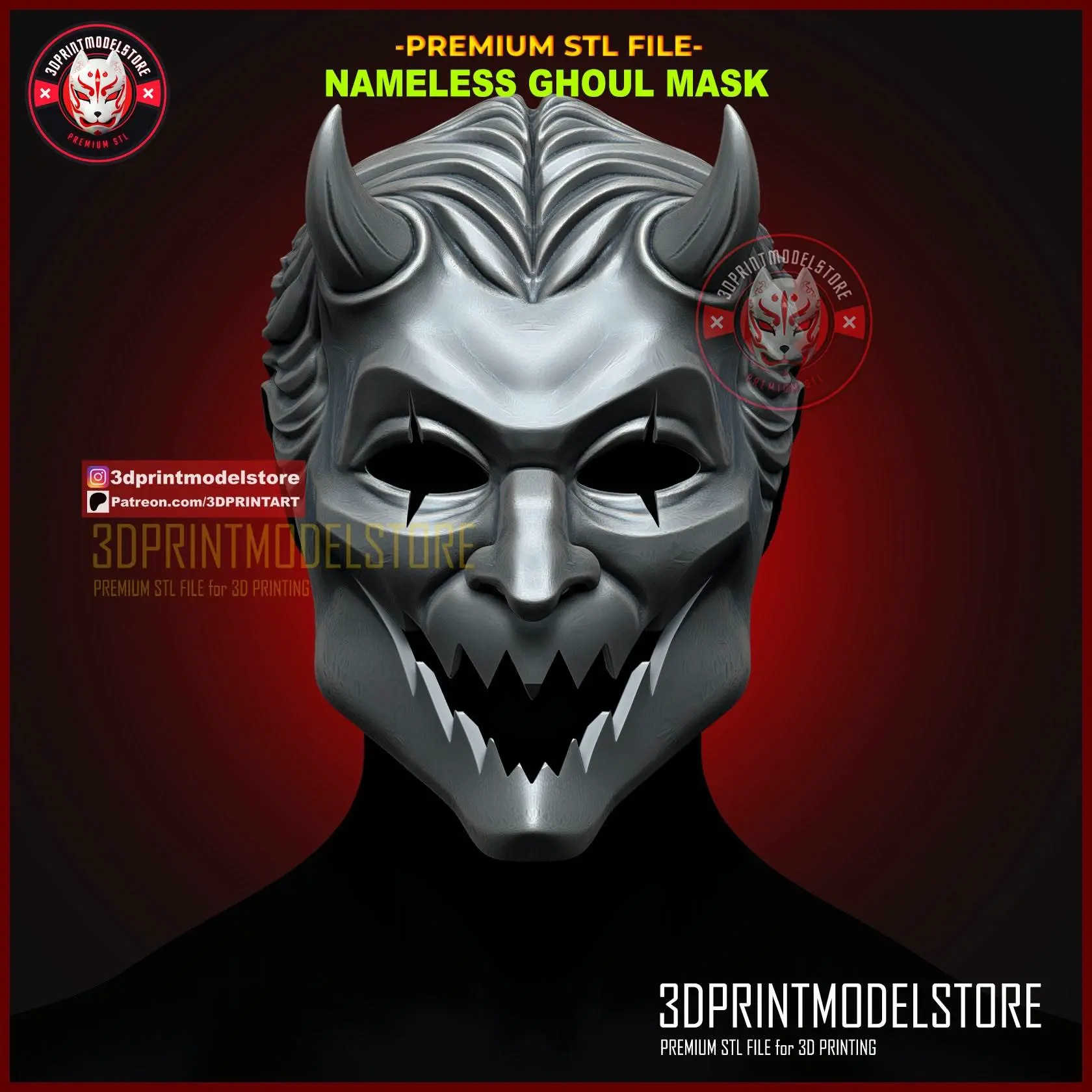 Cosplay STL Download - Nameless Ghoul Mask - Horned Ghost Mask ...