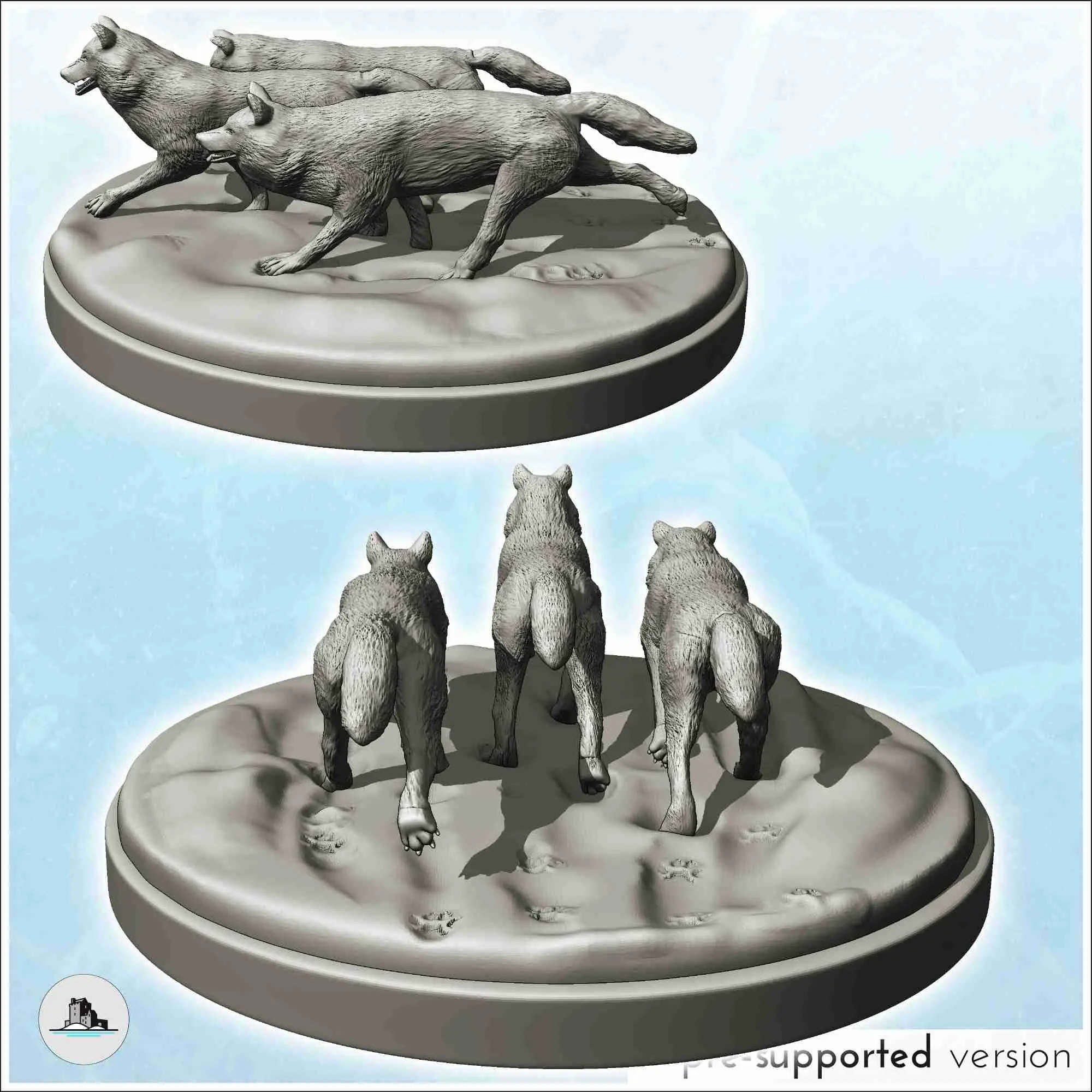 Characters & Creatures STL Download - Set of three wolves in a pack ...