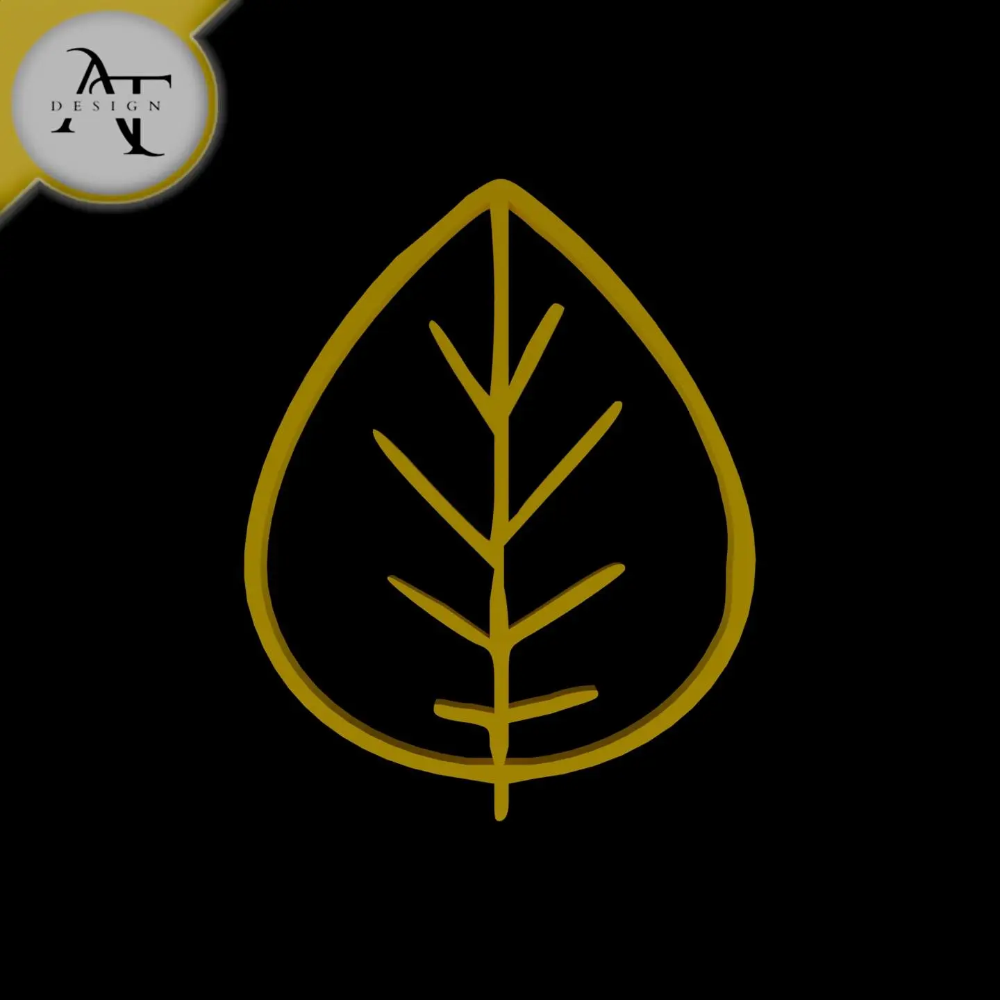 Free Digital Art STL Download - Simple Leaf Symbol - 2D Artby AT Design