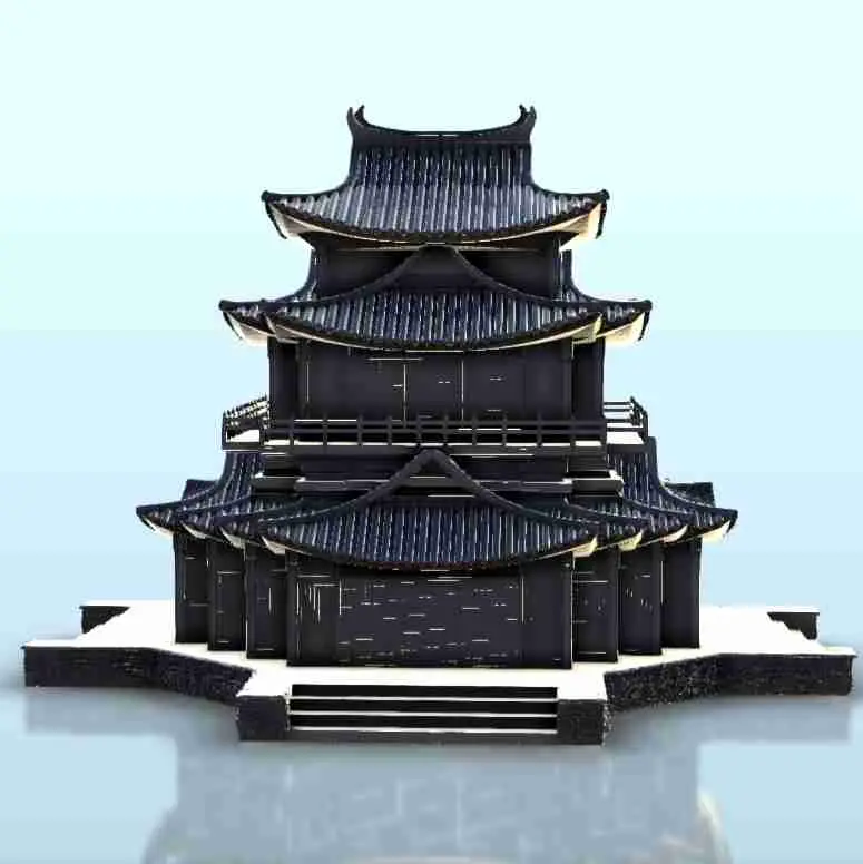 Octagonal two-stories pagoda 17 - Japan China Korea Vietnam | 3D models ...