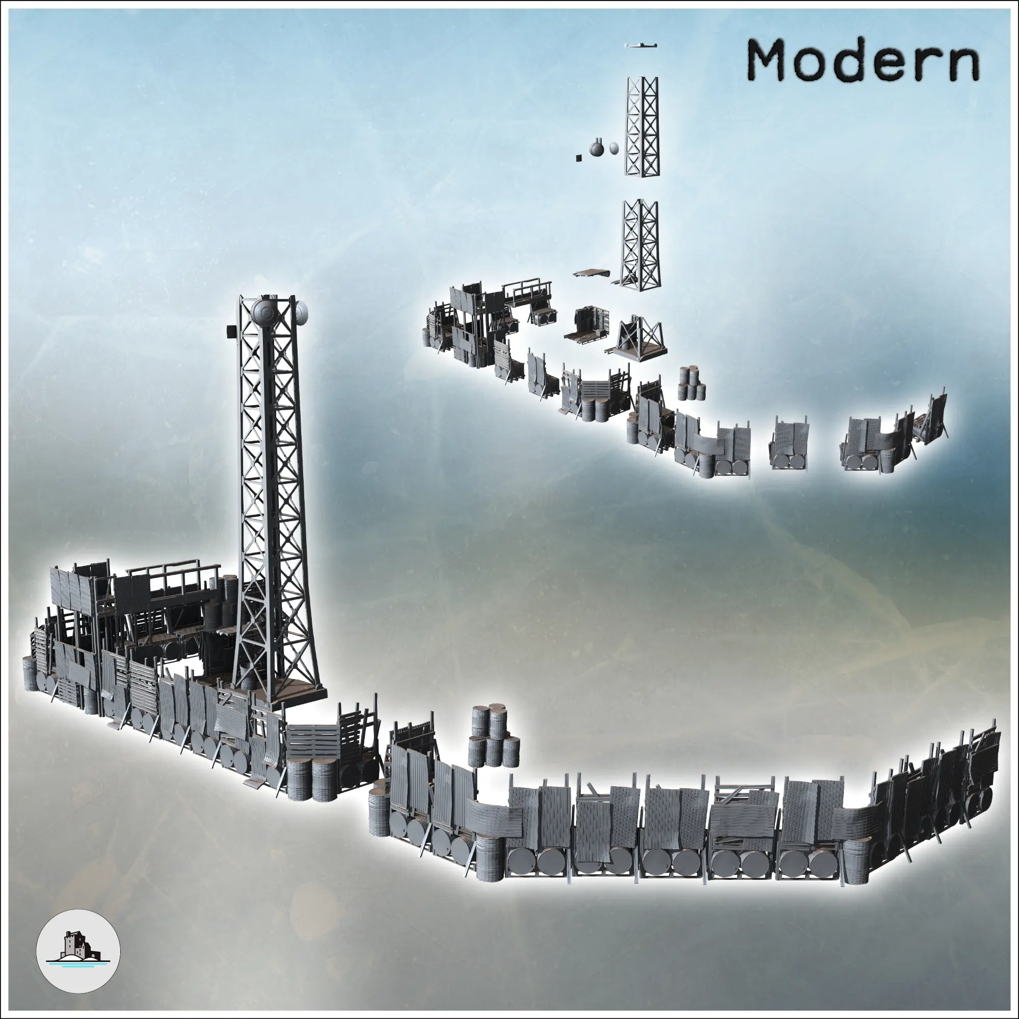 Post-apocalyptic modern fortifications with sheet metal barr | 3D ...