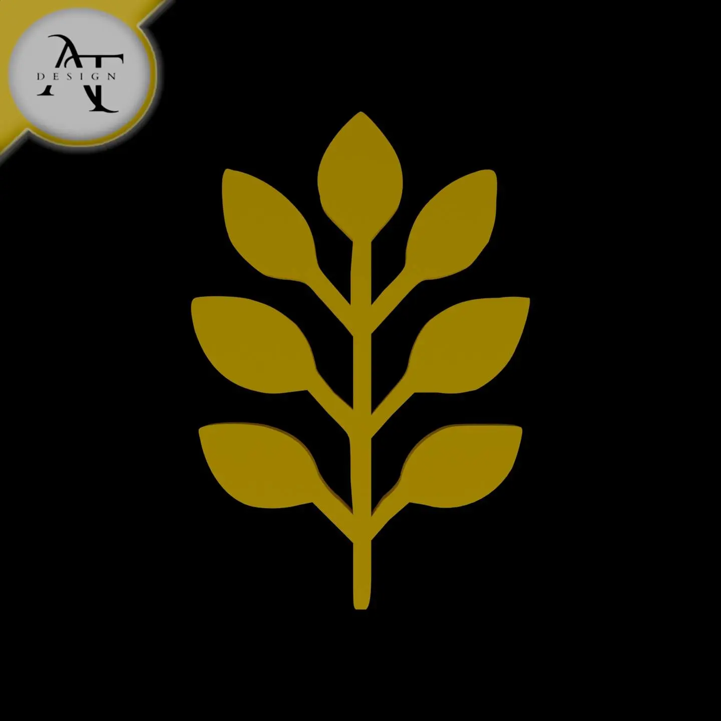 Free Digital Art STL Download - Simple Leaf Symbol - 2D Artby AT Design