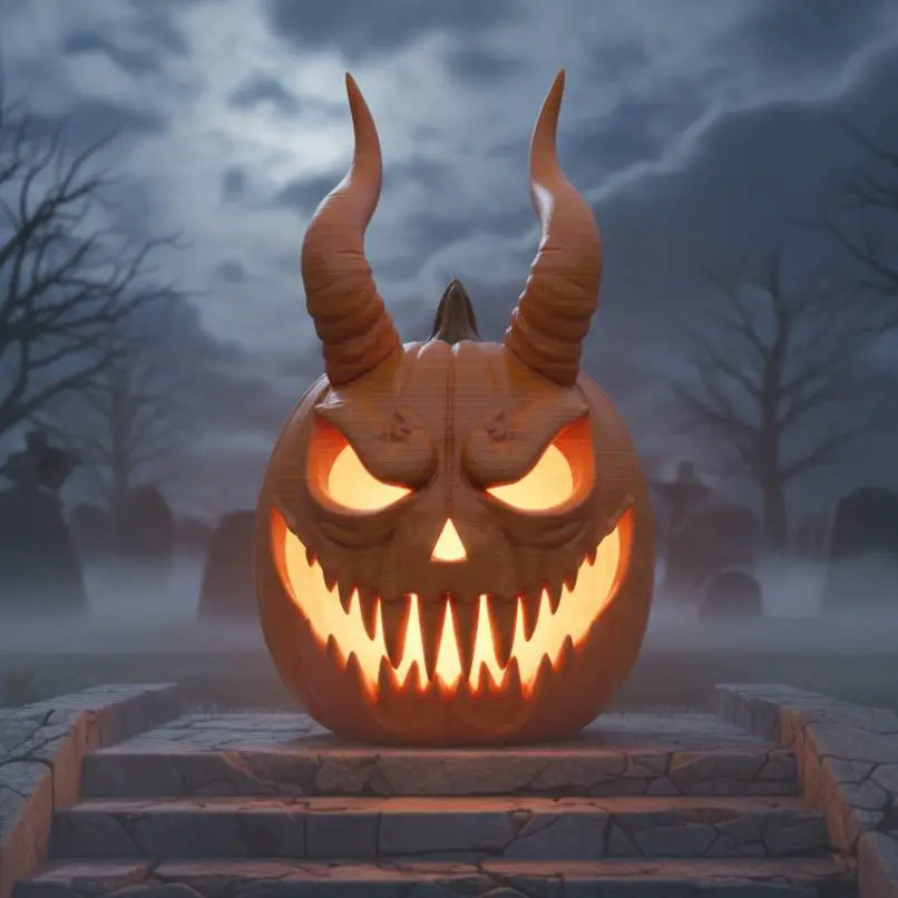 3D Printer Files | 3MF File | Horned Crypt Keeper Jack-O-Lantern ...