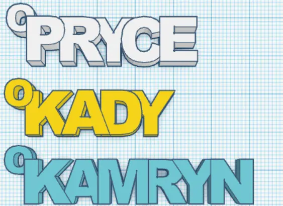 Free Badges & Coins STL Download - Carter, Pryce, Kady, Kamryn Name ...