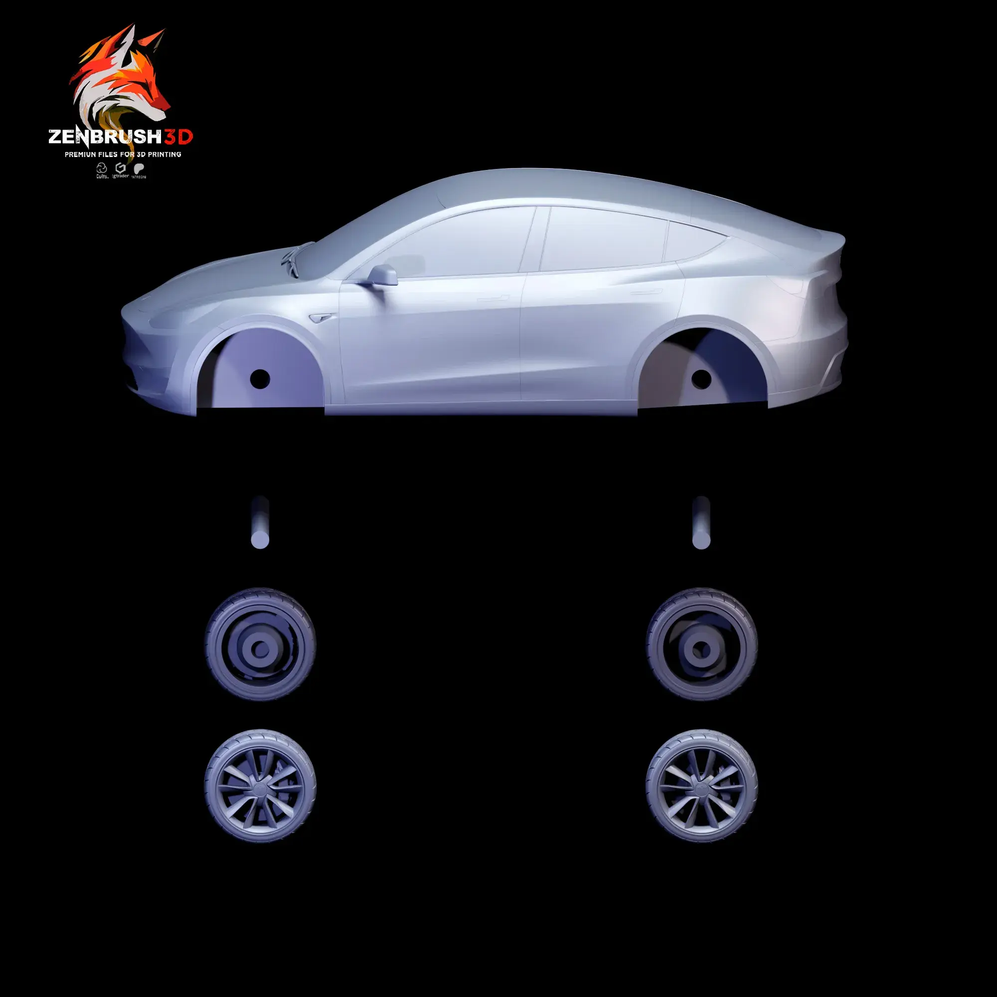 Vehicles & Machinery STL Download - TESLA CAR - 3D PRINTIGby ZENBRUSH3D