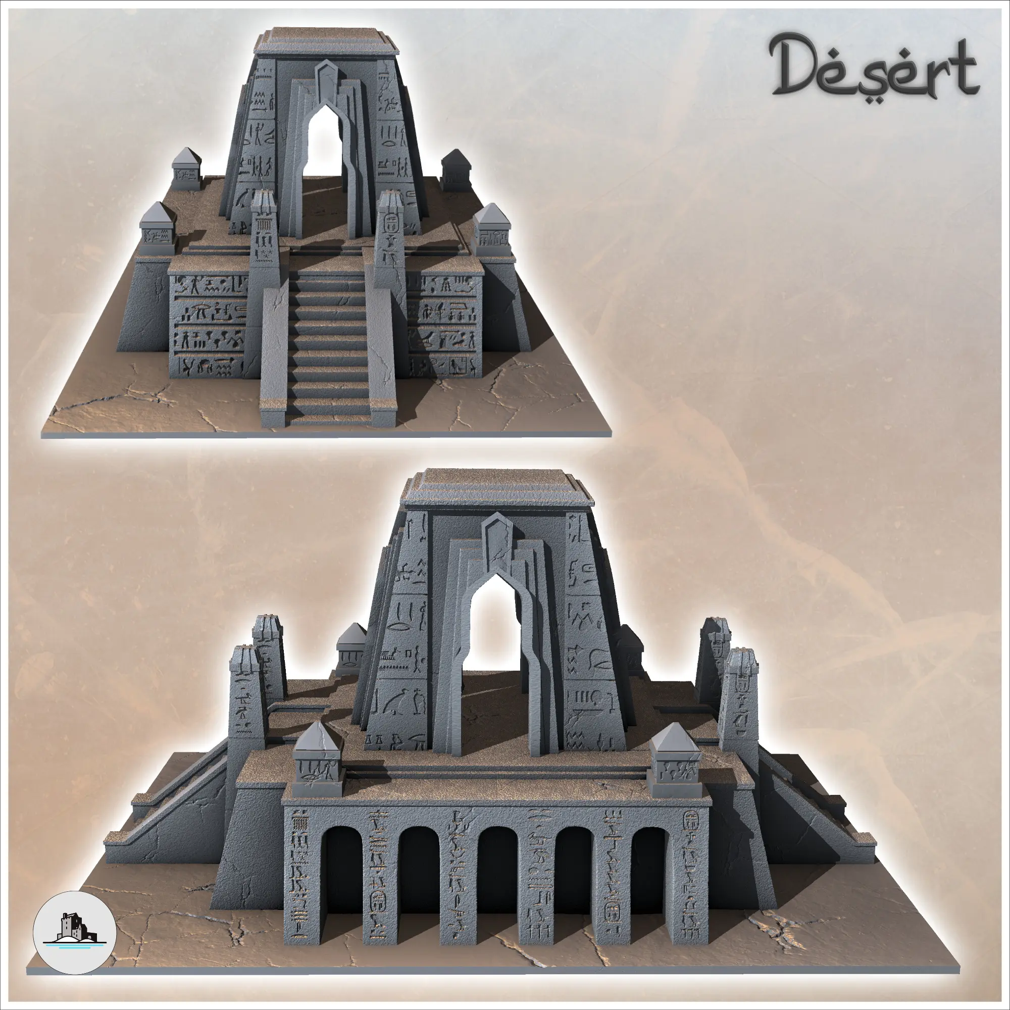 Egyptian Temple with Obelisks and Access Stairs (3) - miniat | 3D ...