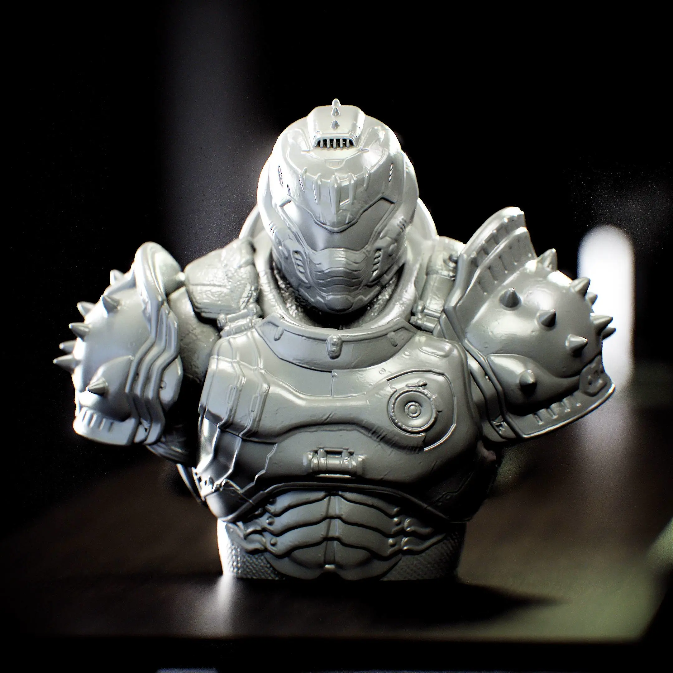 Free Characters & Creatures STL Download - Slayer Bust of Doom The Dark Ages Fan Artby greencatpoly