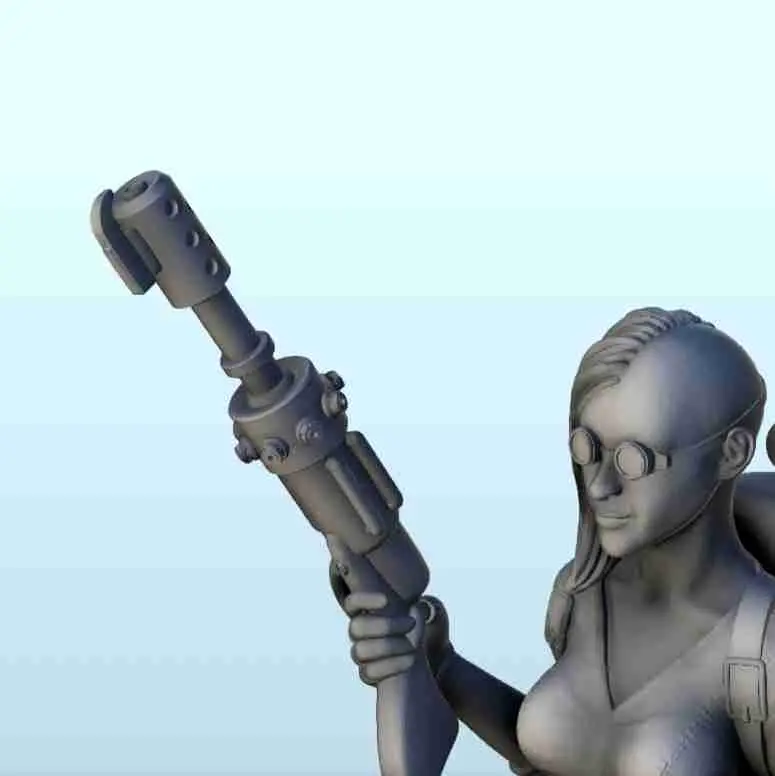 Punk woman with flamethrower 9 (+ supported version) - minia | 3D ...