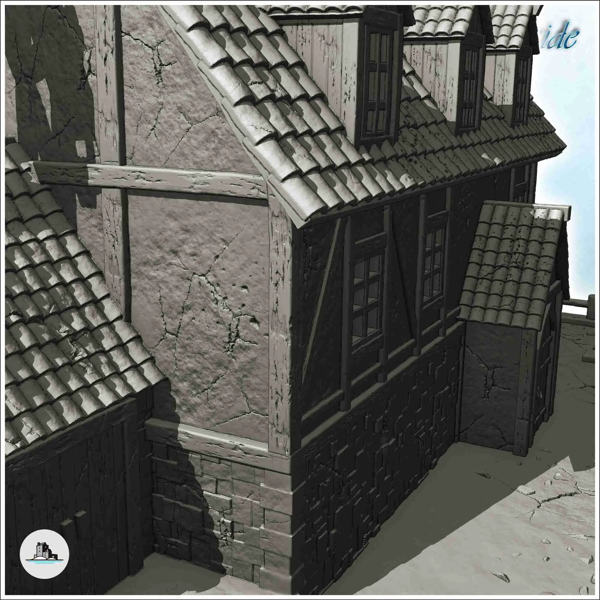 Large medieval building on stone platform with port (9) - sc | 3D ...