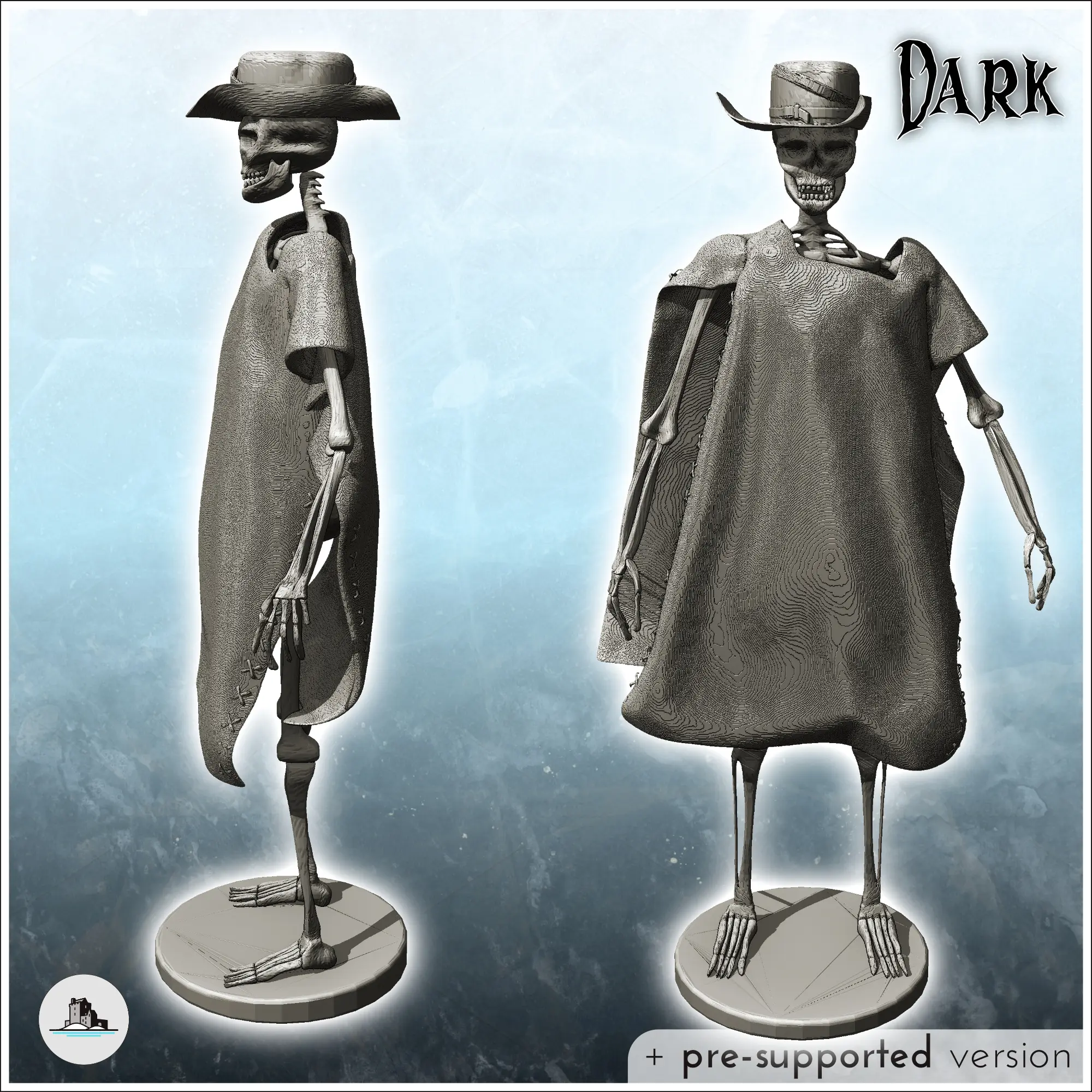Characters & Creatures STL Download - Undead skeleton with hat and ...