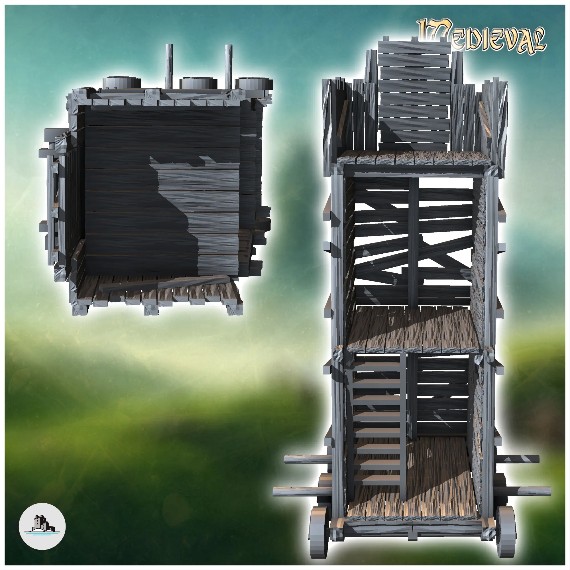 Other STL Download - Six-wheeled wooden plank siege tower (3 ...
