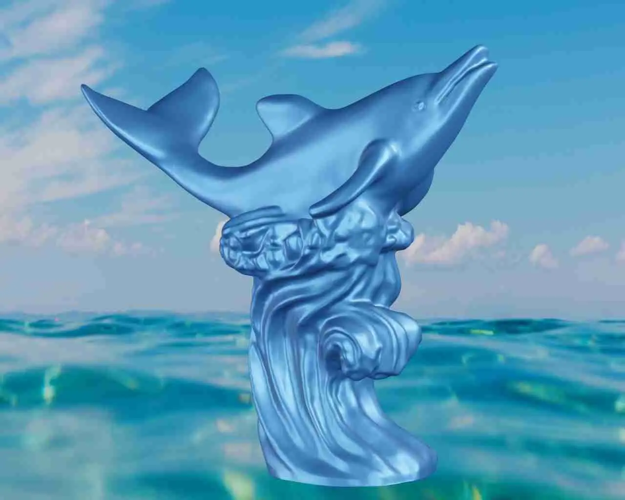 Sculptures & Artworks STL Download - Dolphin waveby Motek3D