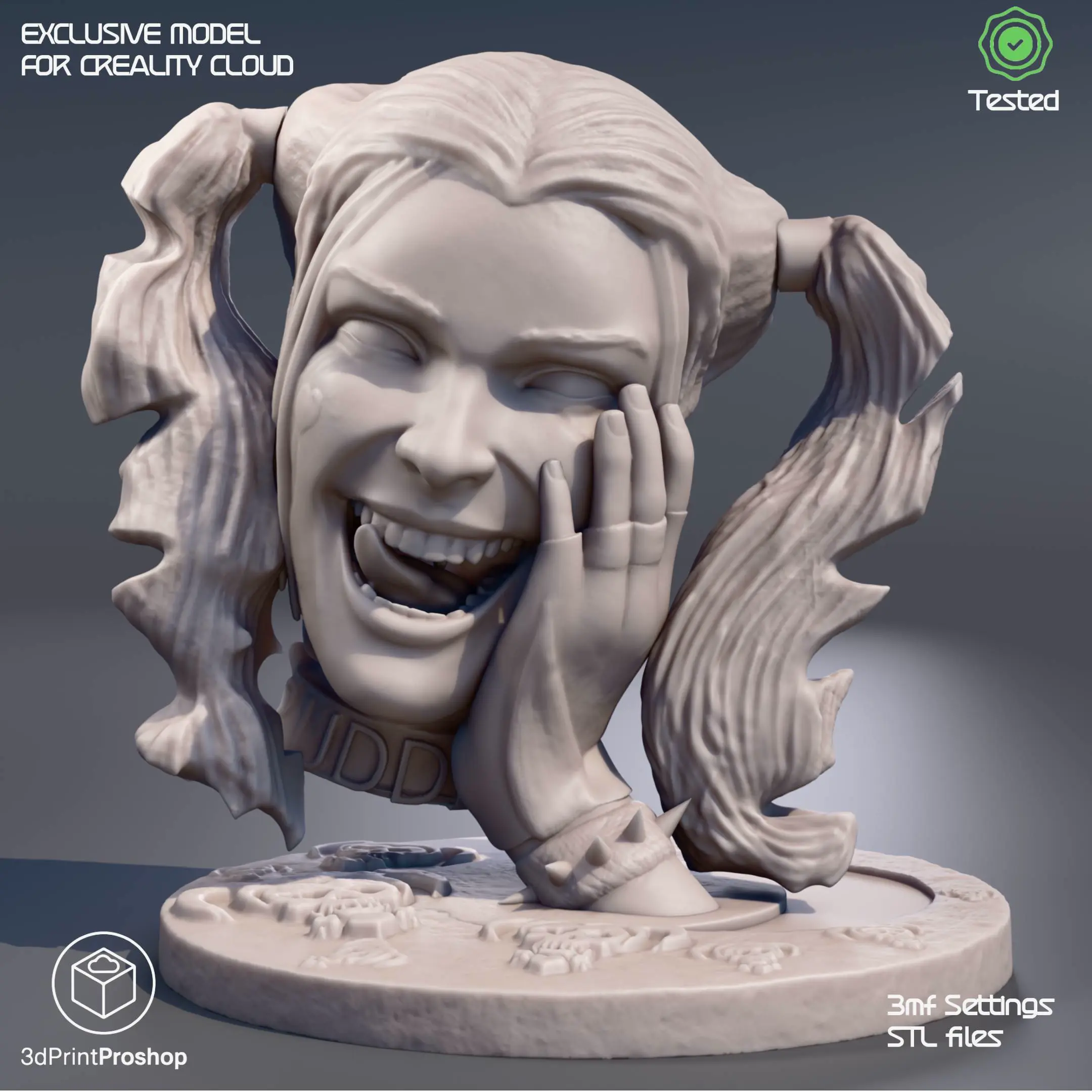 Archivos de impresora 3D | Archivo 3MF | Harley Quinn Bust Sculpture ...