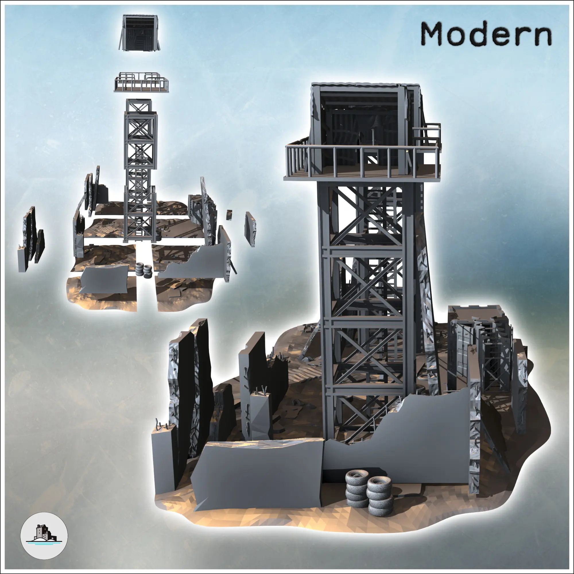 Other STL Download - Checkpoint with double watchtowers and ruined ...