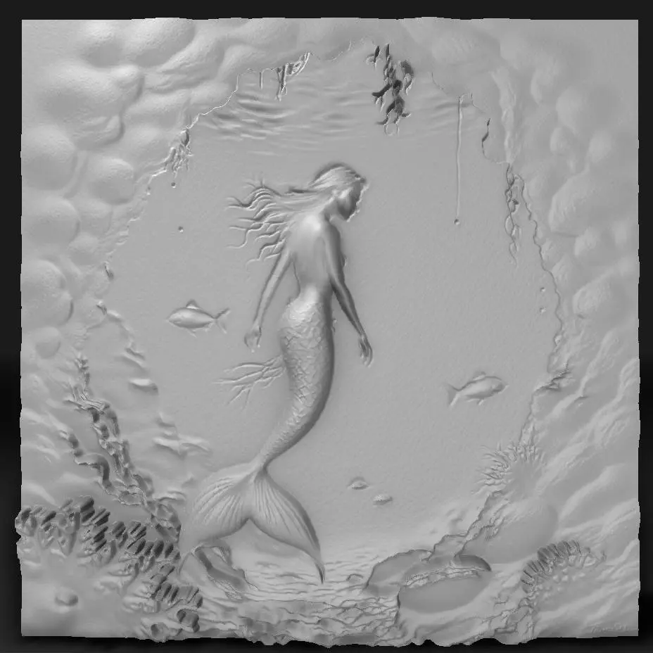 3D Printer Files | 3MF File | mermaid diving through the coral arch ...