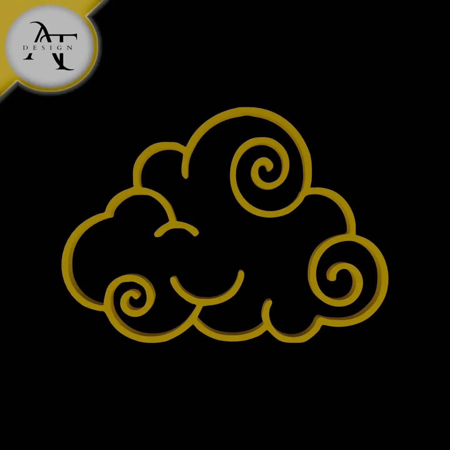 Free Digital Art STL Download - Simple Cloud Symbol - 2D Artby AT Design