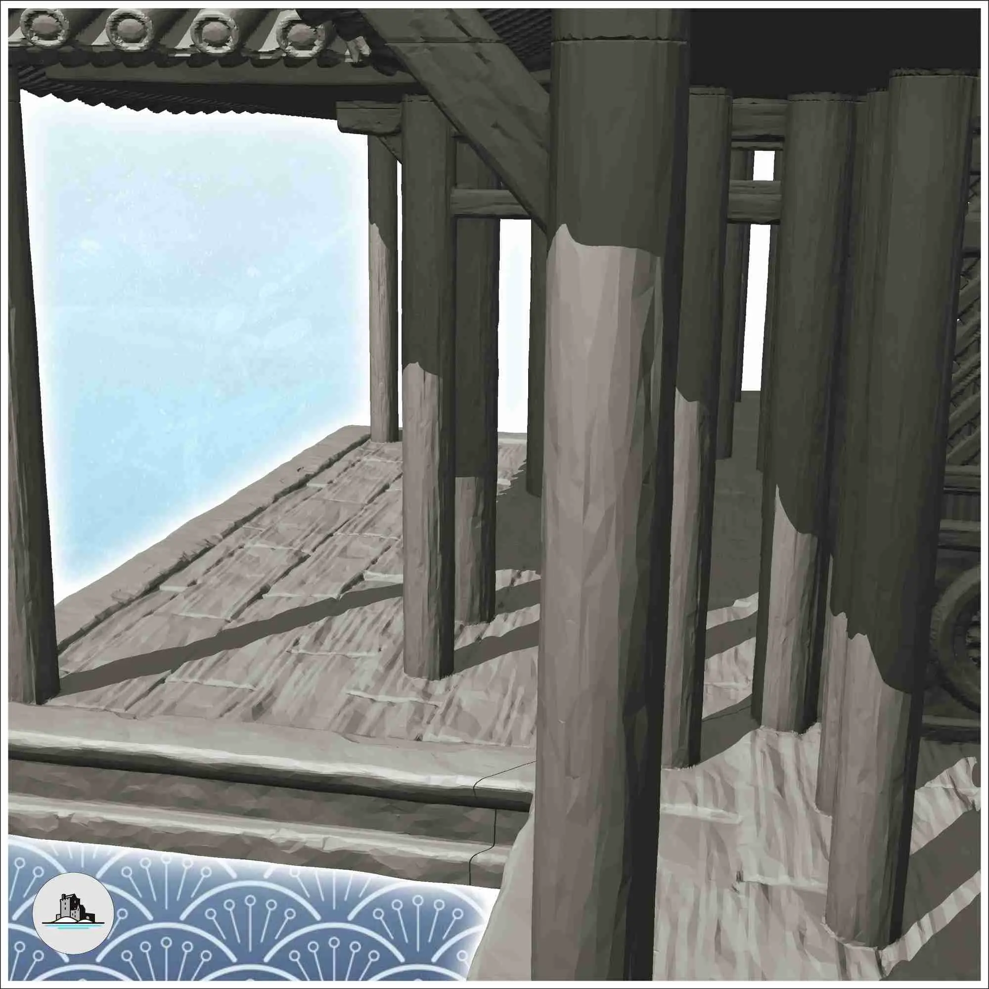 Props & Terrain STL Download - Asian building with double floor and ...